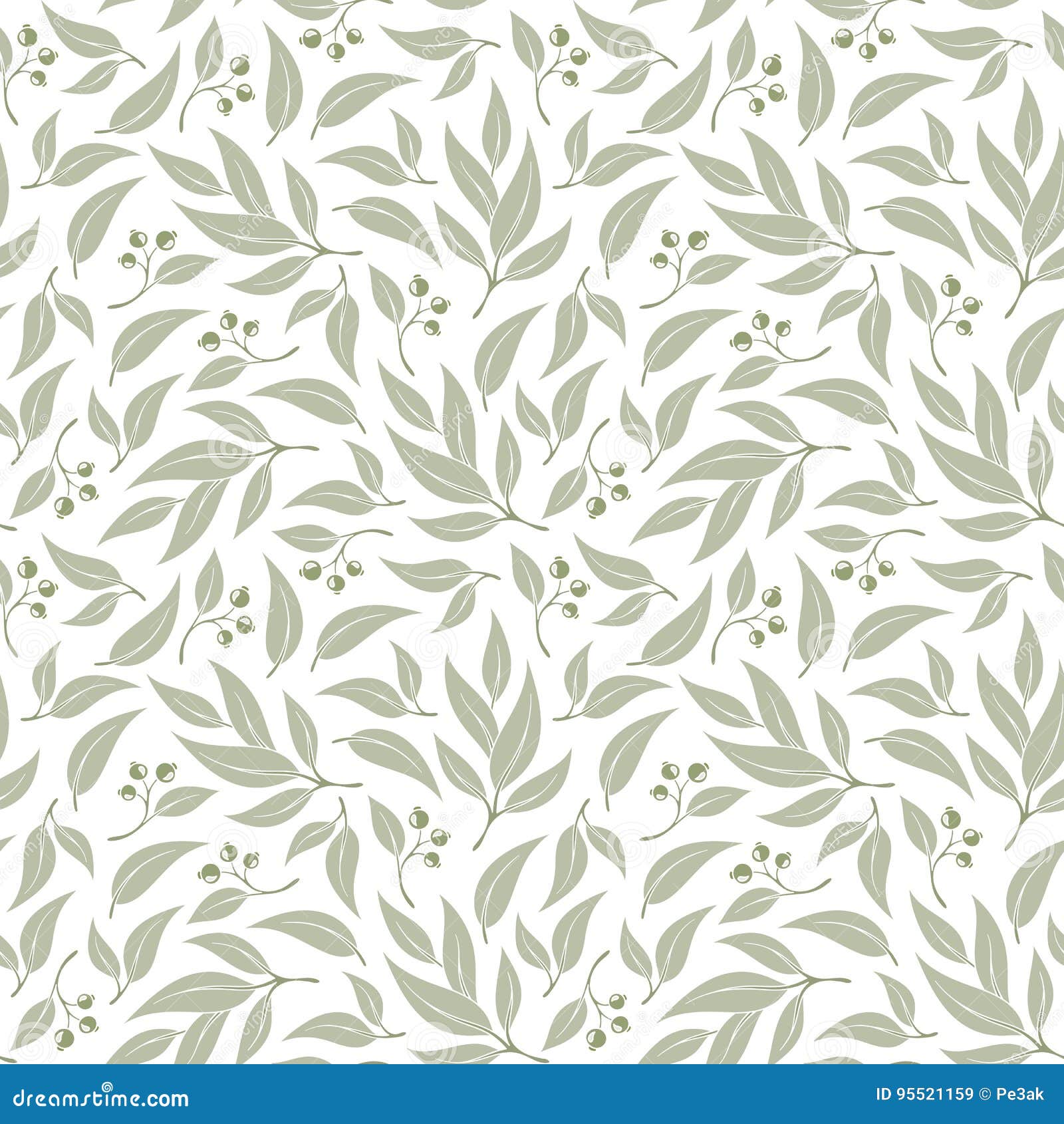 Seamless Eucalyptus Leaf Pattern. Stock Illustration - Illustration of ...