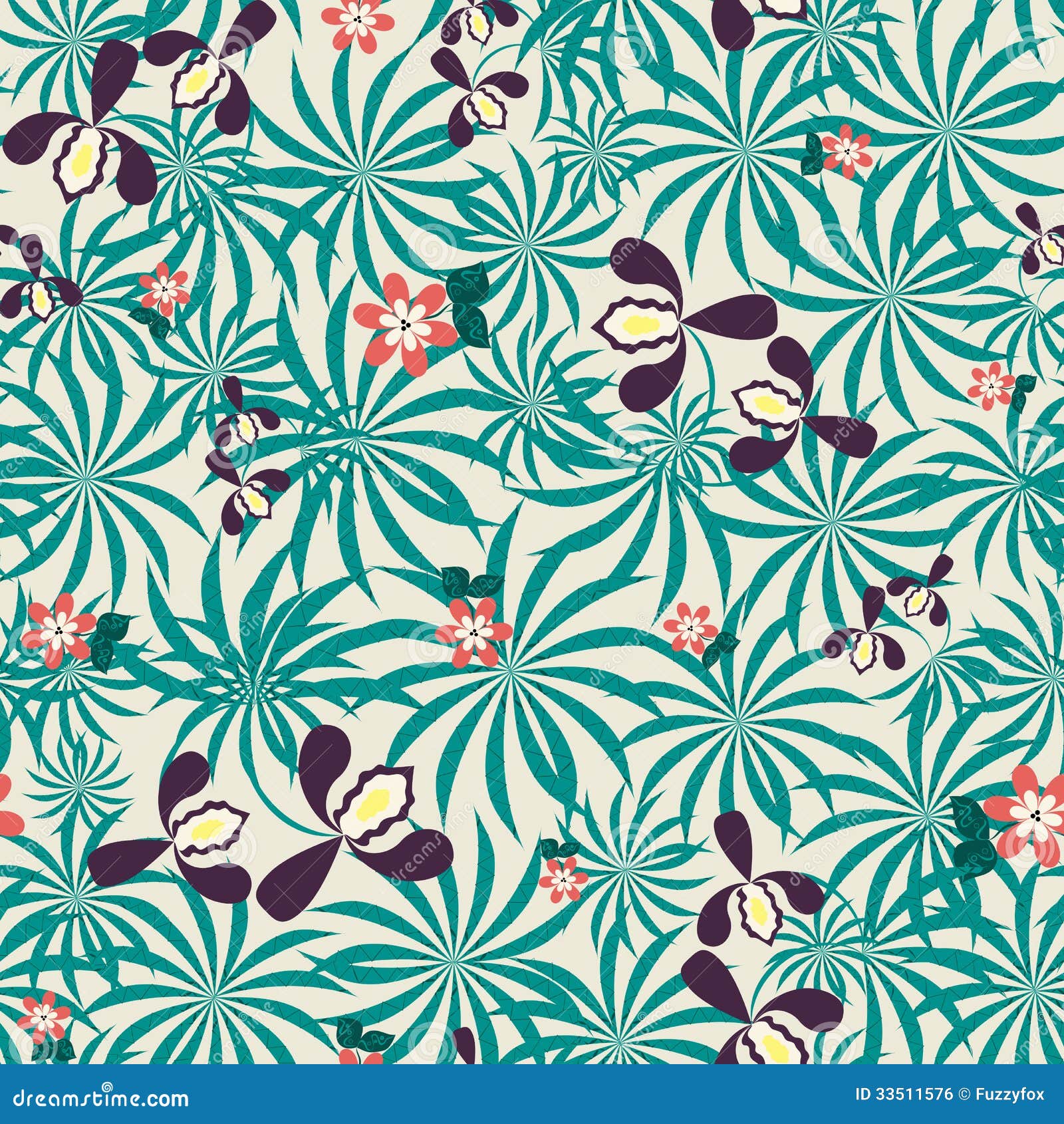Seamless Exotic Floral Pattern Stock Vector - Illustration of design ...