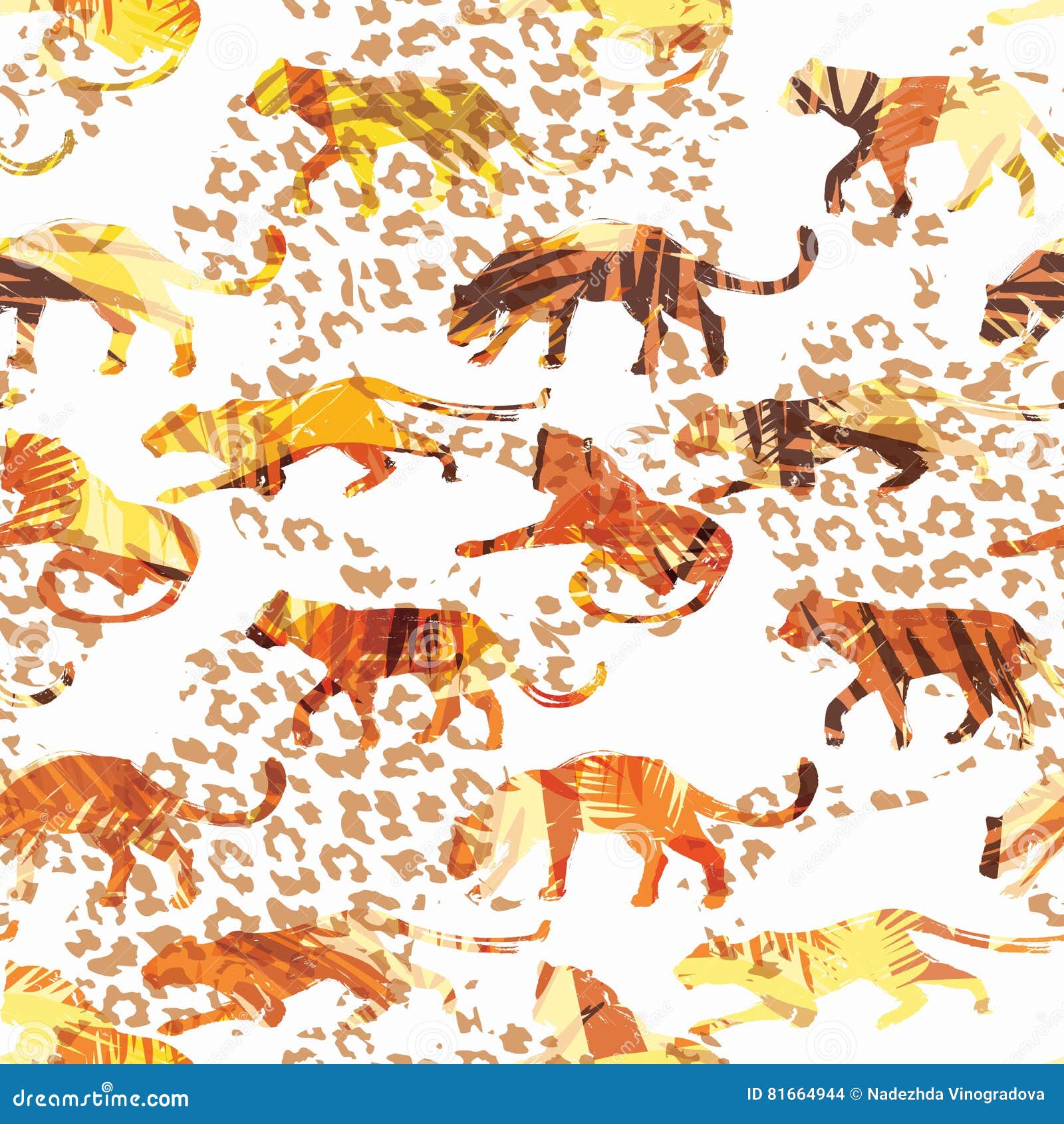 Seamless Exotic Pattern with Abstract Silhouettes of Animals. Stock ...