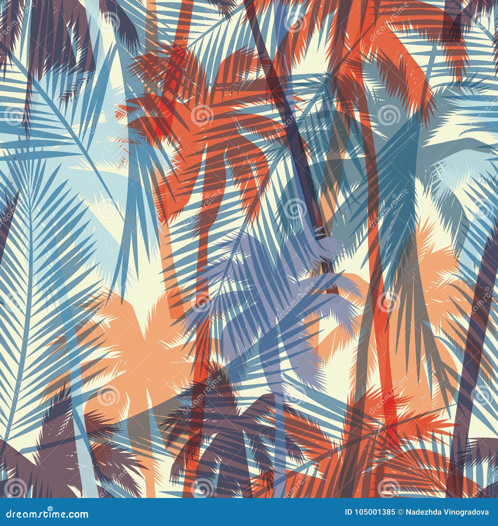 Seamless Exotic Pattern with Palm Leaves. Stock Vector - Illustration ...