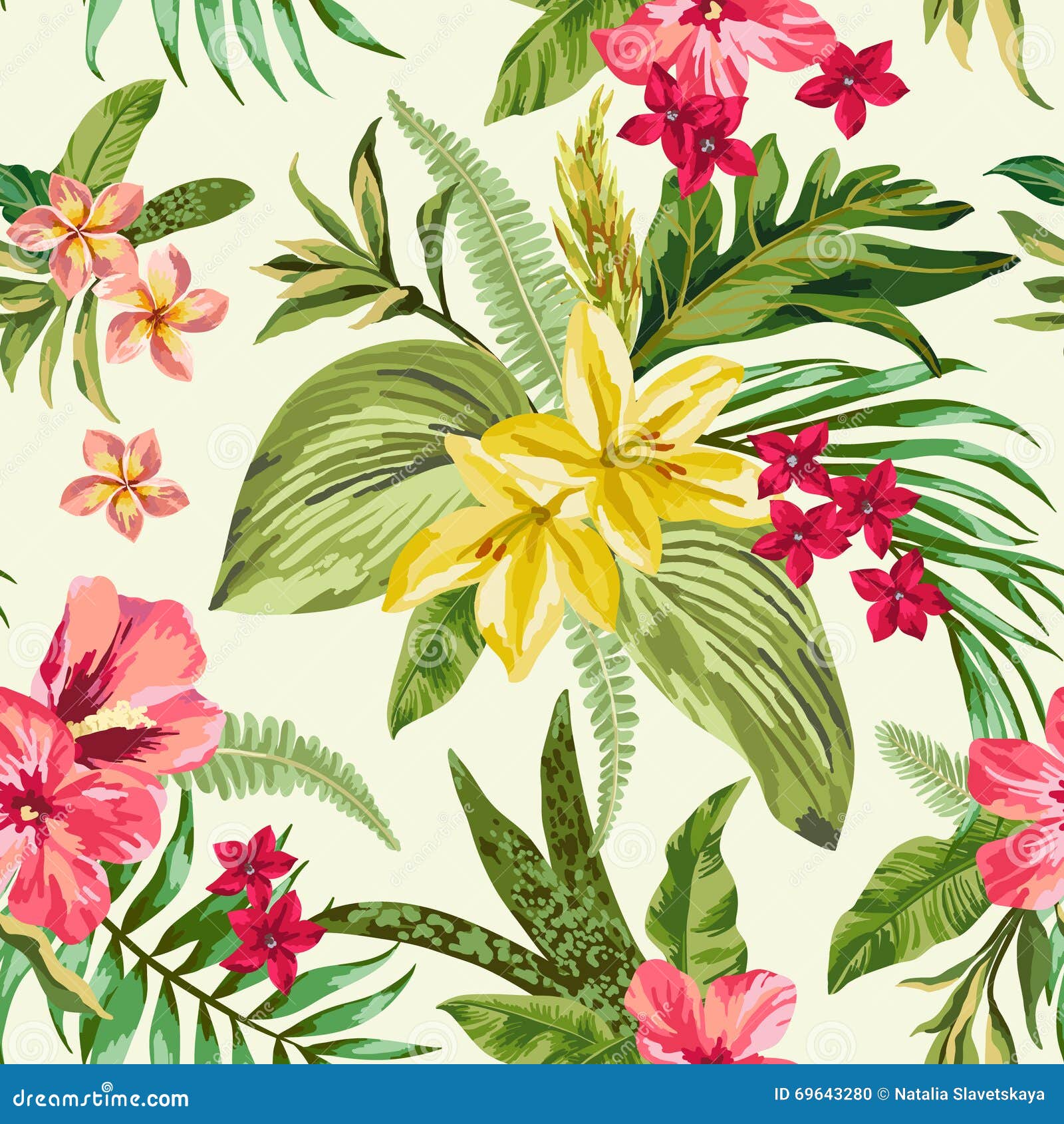 Seamless exotic pattern. stock vector. Illustration of luau - 69643280