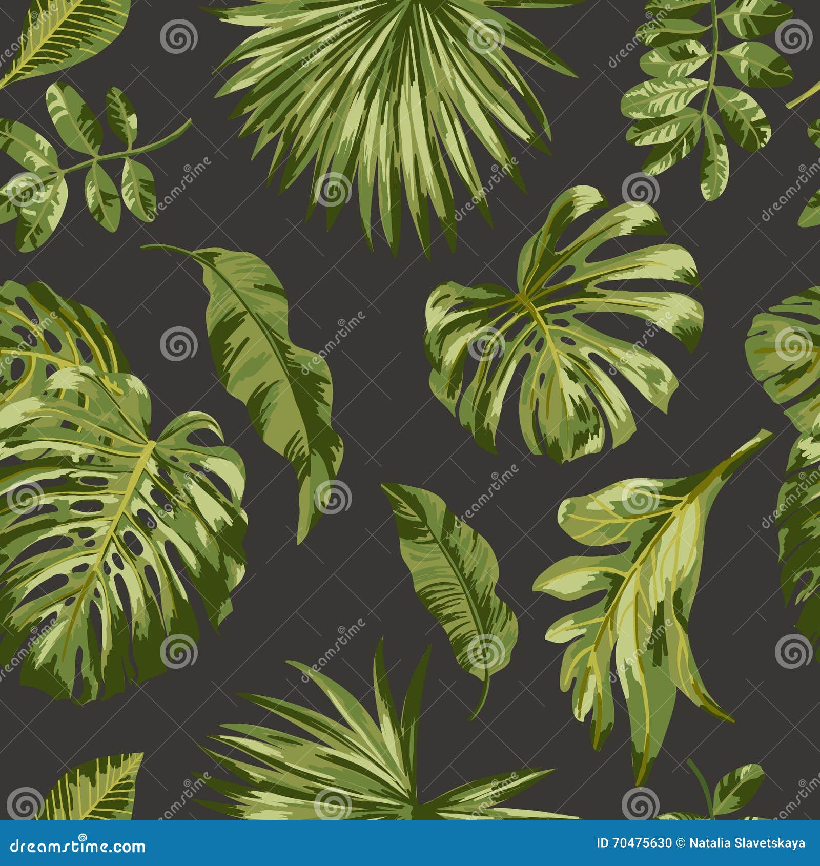Seamless Exotic Pattern With Tropical Leaves Stock Vector
