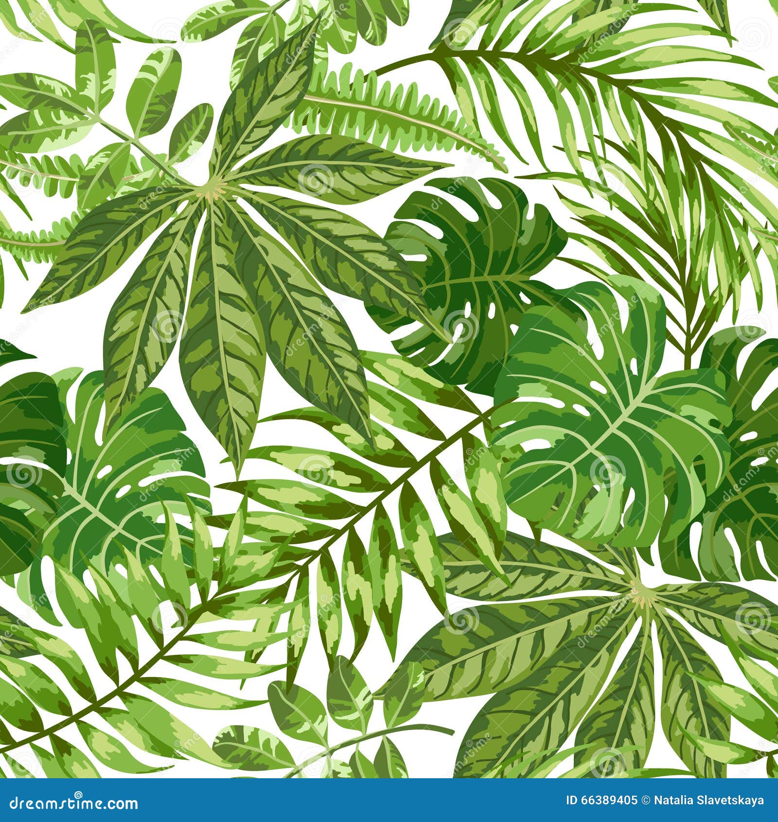 Seamless Exotic Pattern with Tropical Leaves Stock Vector ...