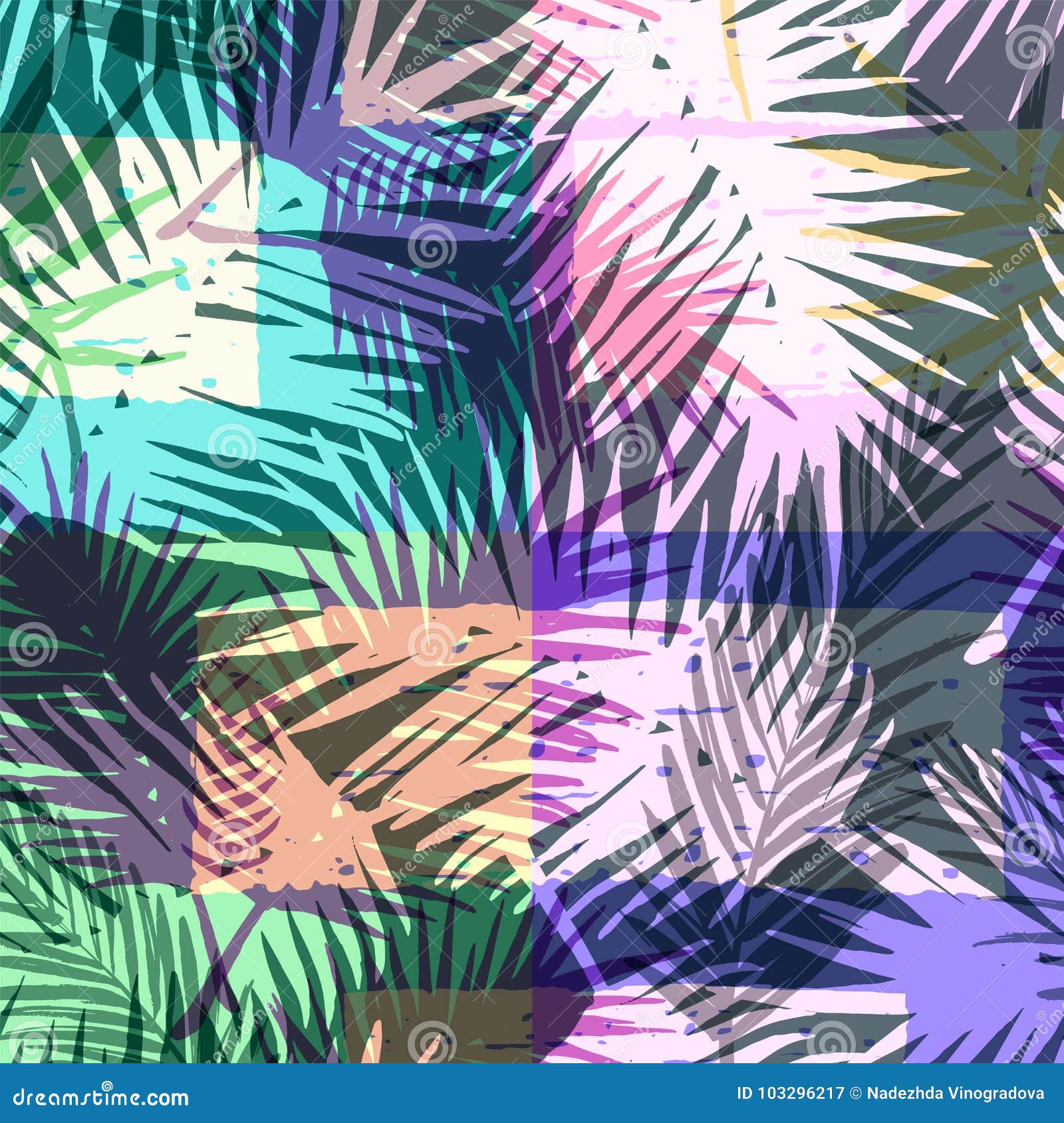 Seamless Exotic Pattern with Tropical Palm in Bright Color. Stock ...