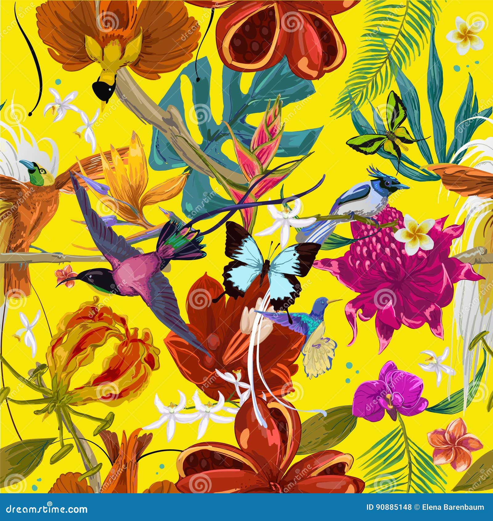 Seamless exotic pattern stock vector. Illustration of blue - 90885148