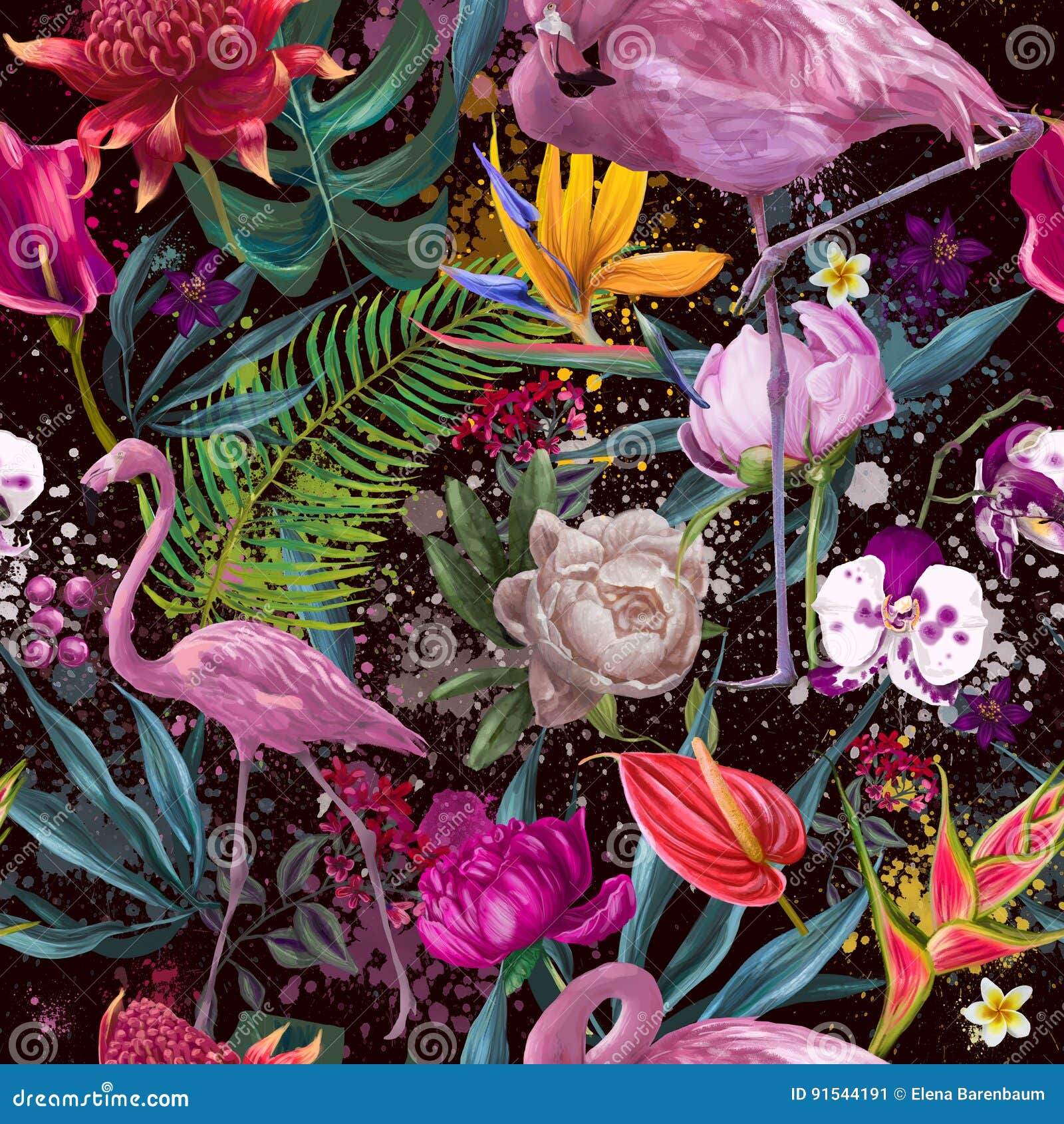 Seamless exotic pattern stock illustration. Illustration of flower ...