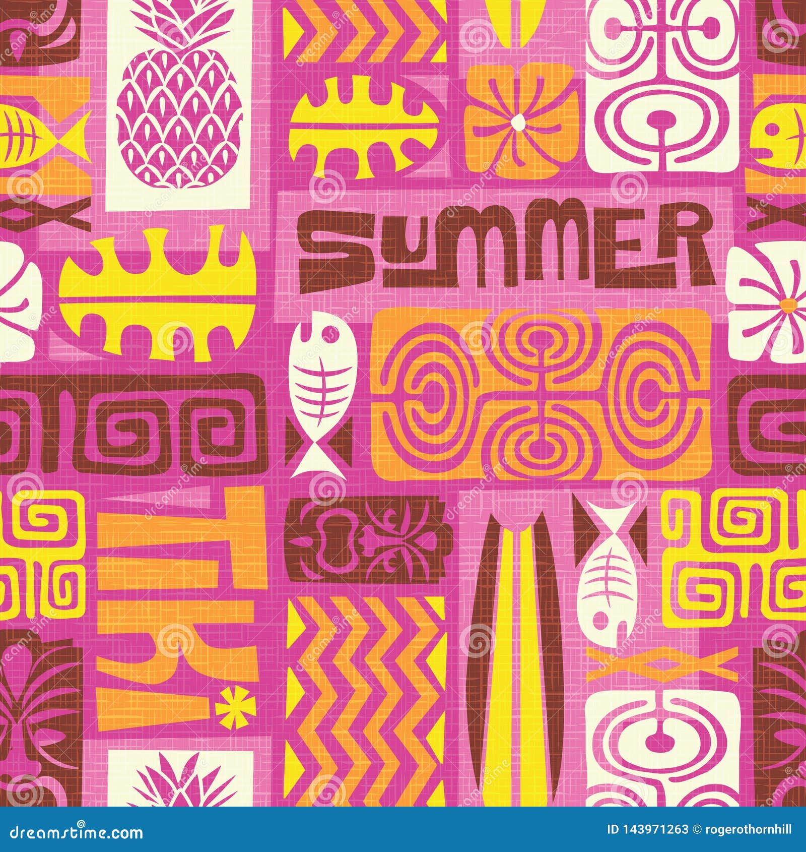 Seamless Exotic Tropical Tiki Pattern Stock Vector - Illustration of ...