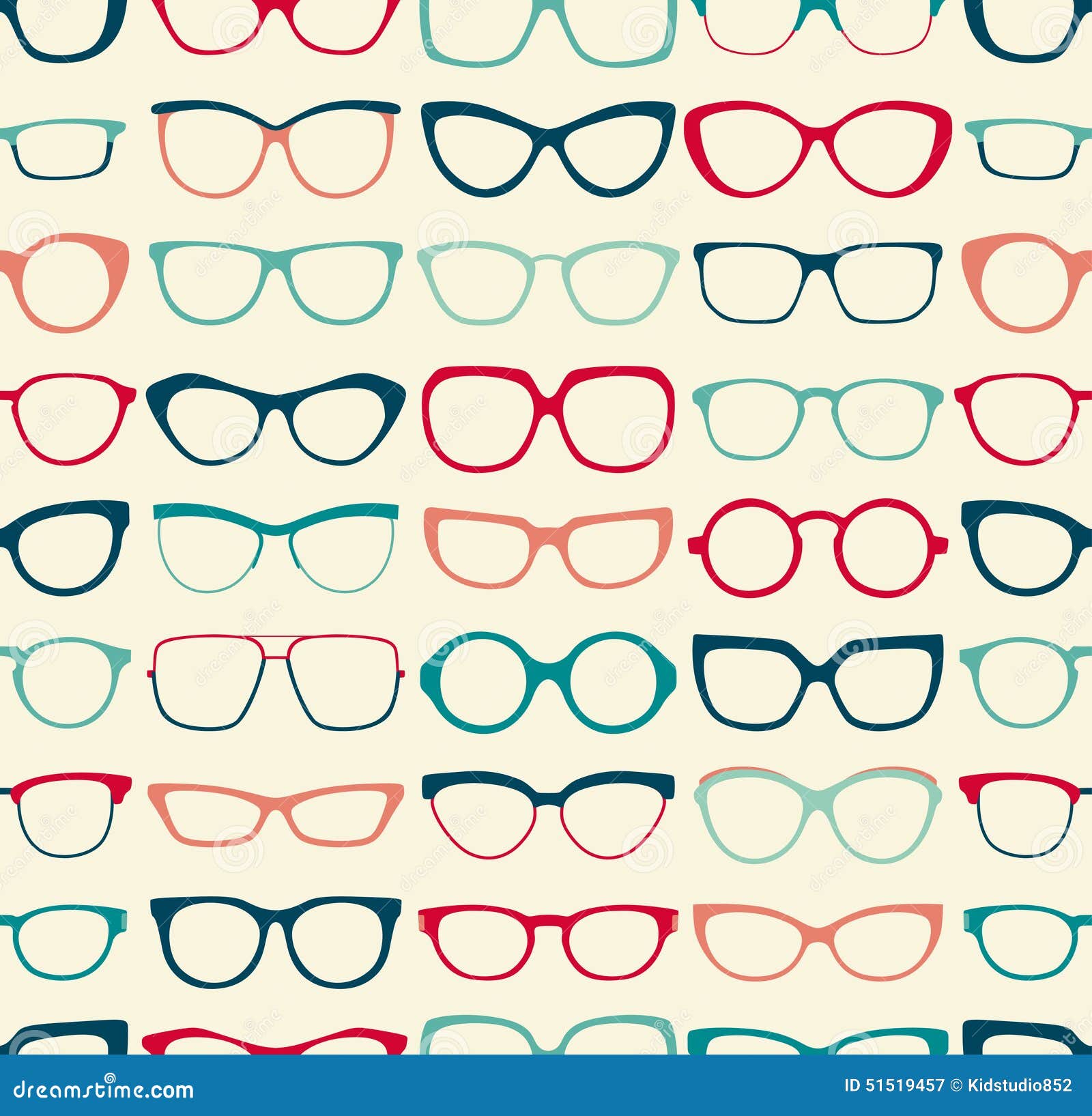 Seamless Eyeglasses Pattern Cartoon Vector | CartoonDealer.com #51519457