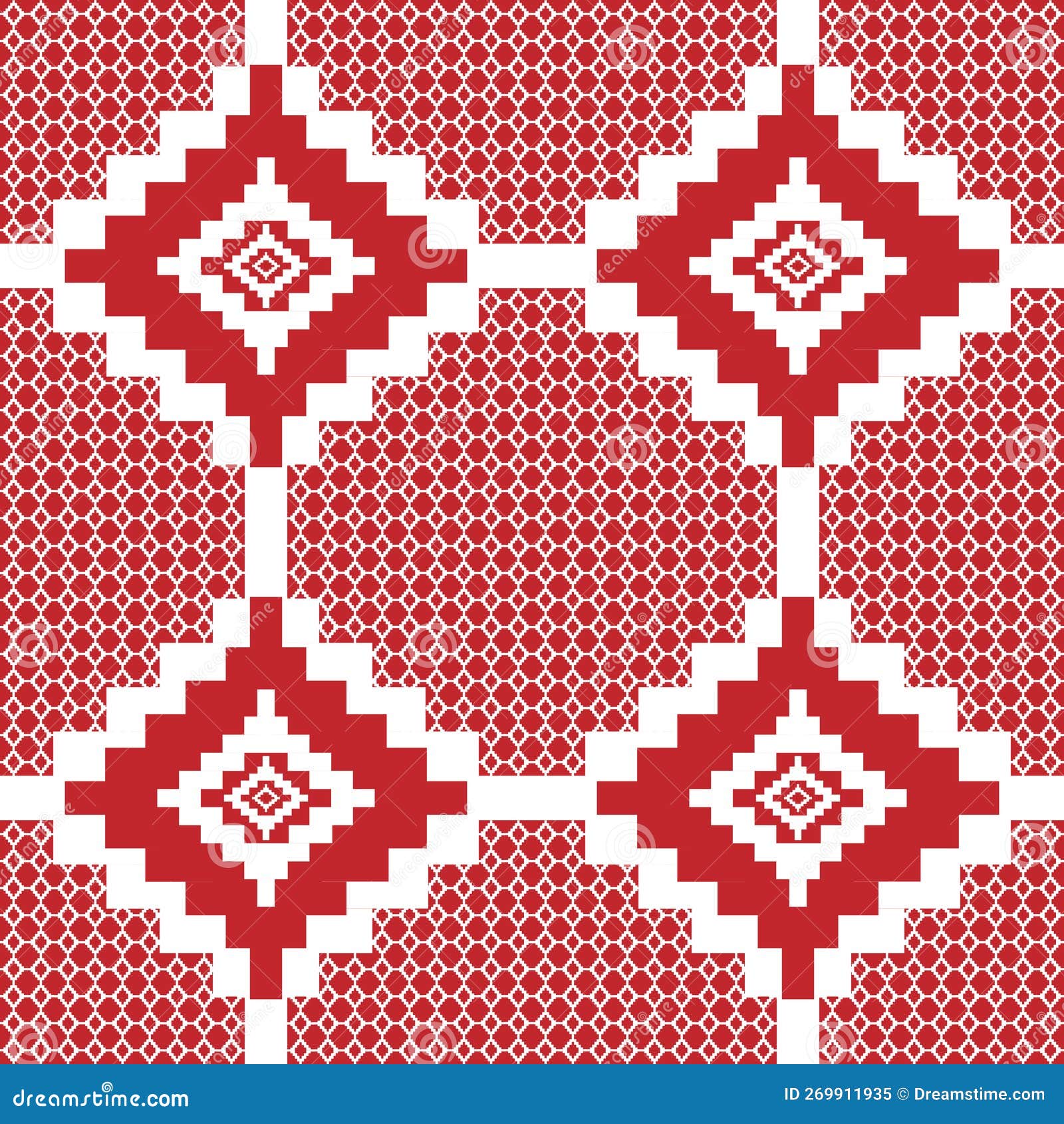 Seamless Fabric Geometric Pattern in Red on a White Background Stock ...
