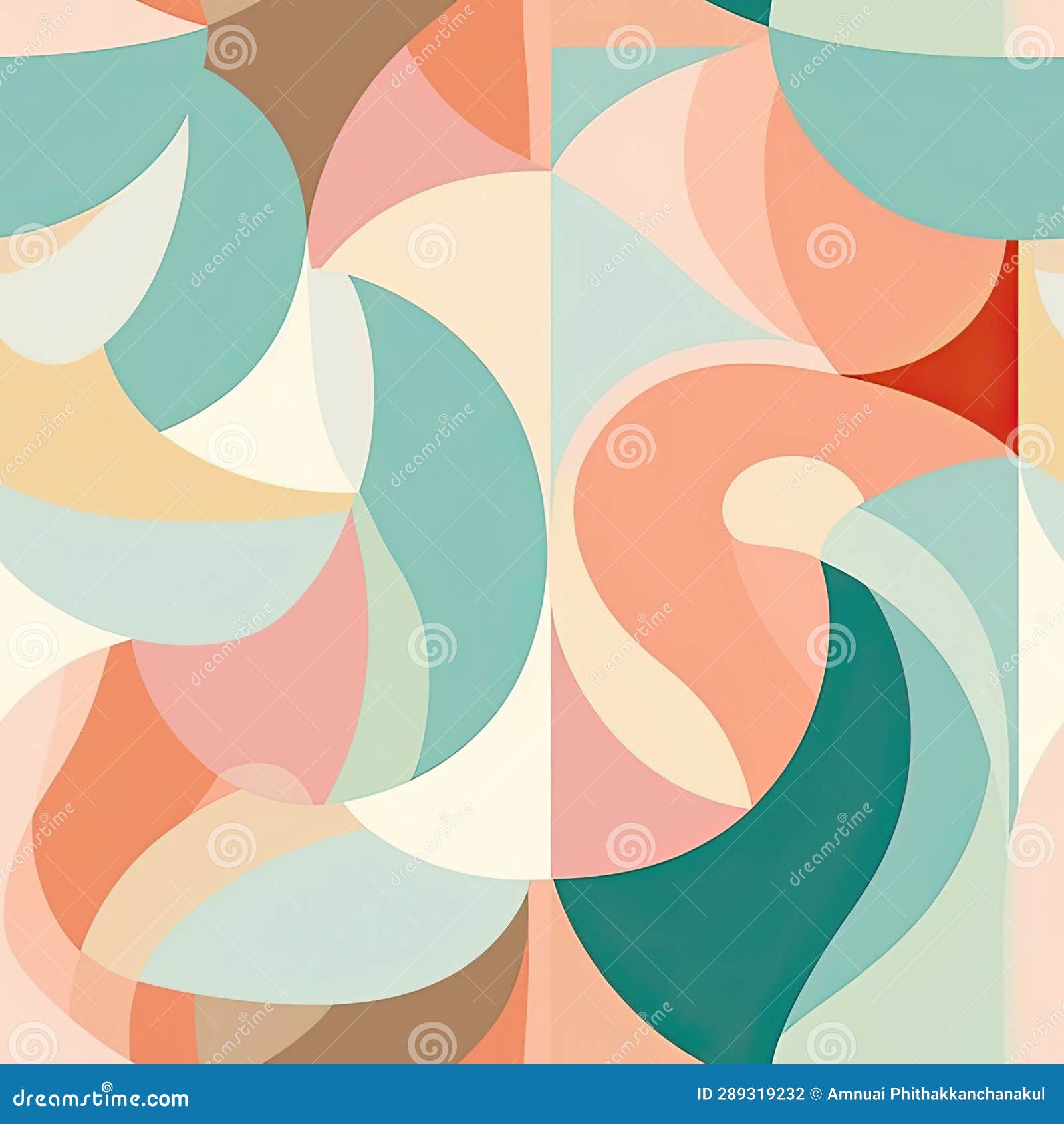 Seamless Fabric Pattern Featuring Pastel Tones and Geometric Stock ...