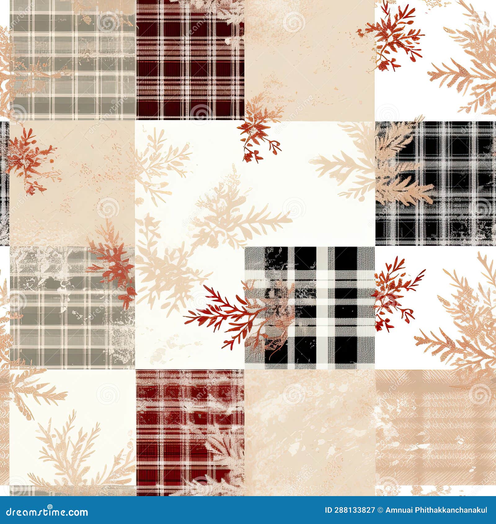 Seamless Fabric Pattern Rustic Plaid Patterns with Delicate Snow ...