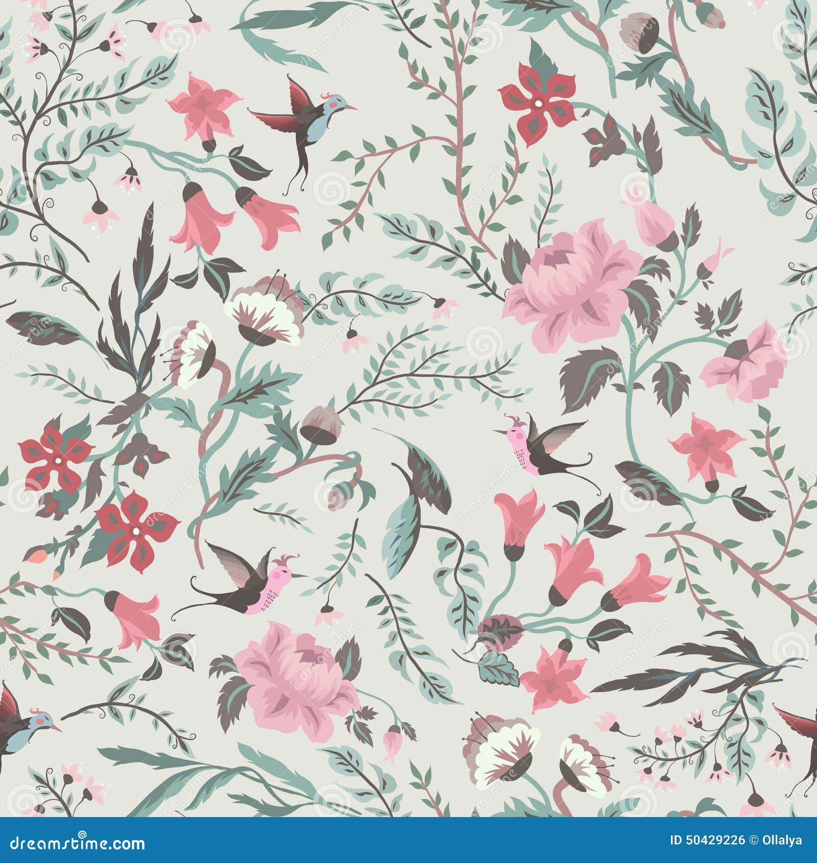Seamless Fairy Floral Pattern Stock Vector - Illustration of ornamental ...