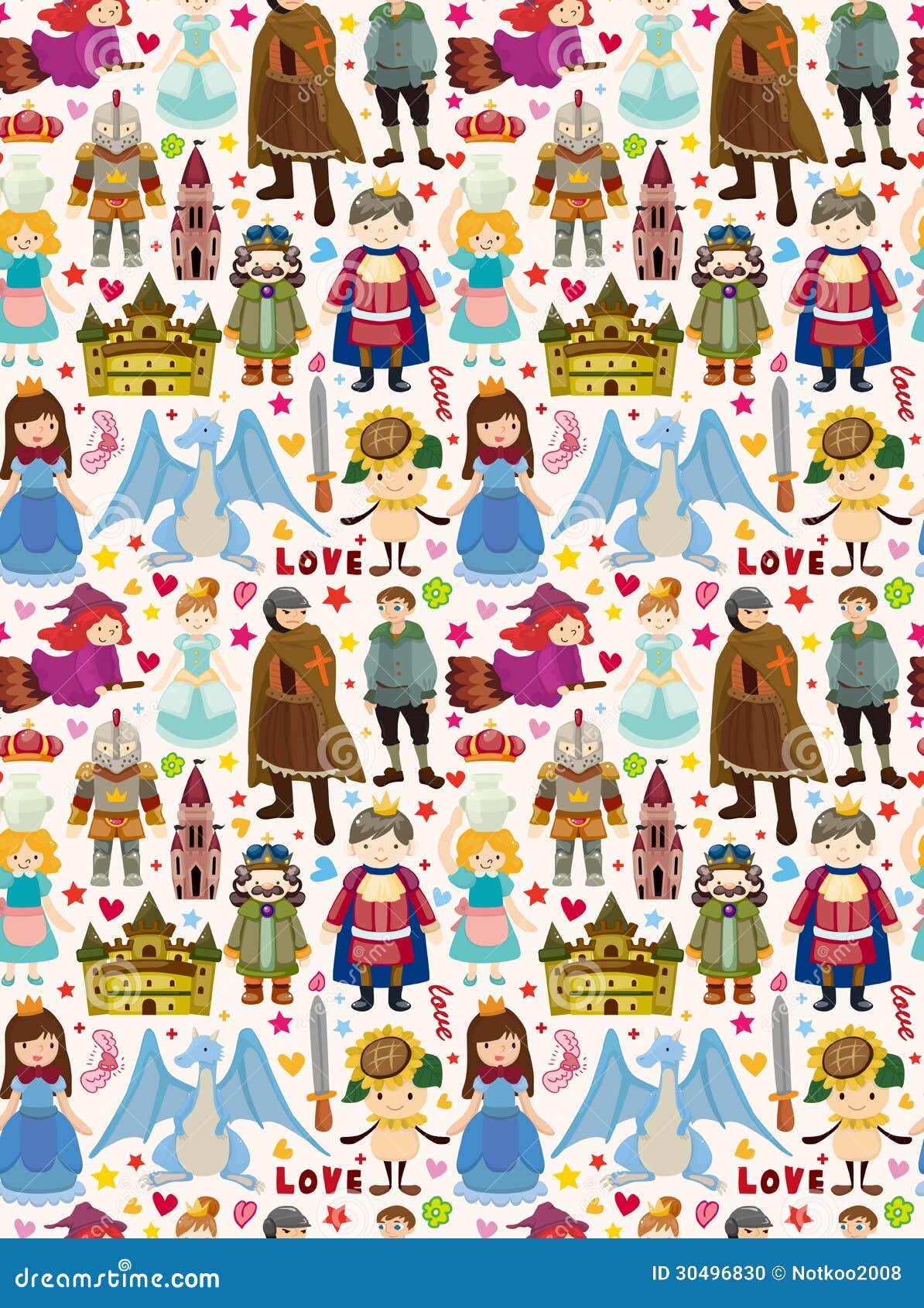 Seamless Fairy Tale Pattern Cartoon Vector | CartoonDealer.com #30545249