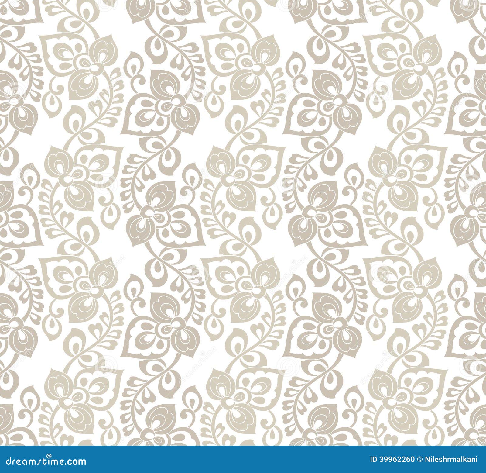 Seamless Fancy Flower Wallpaper Stock Vector - Illustration of golden ...