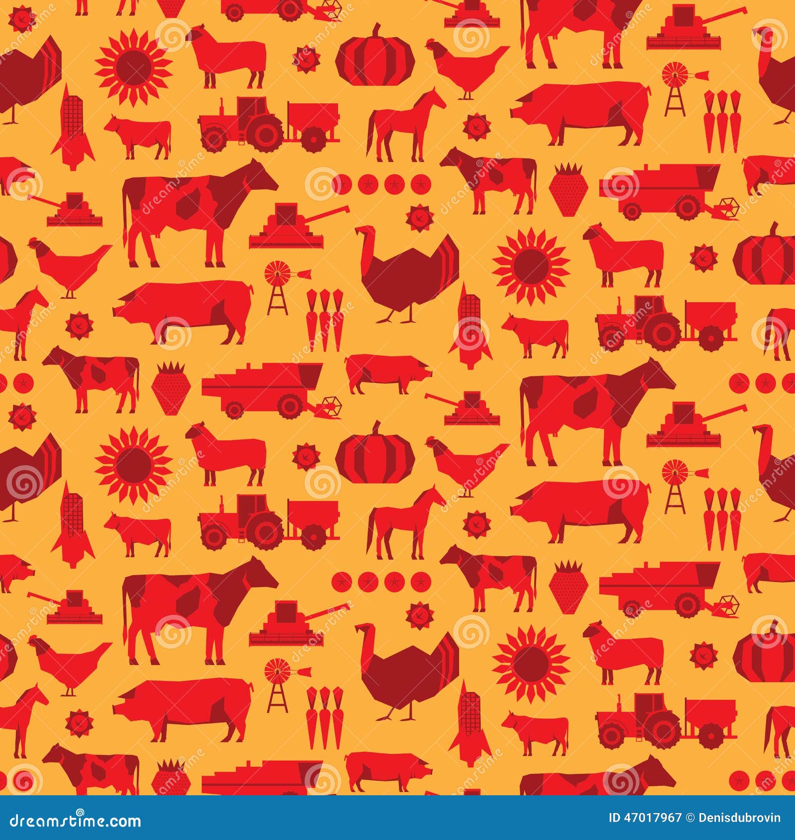 Seamless Farm Vector Pattern. Graphical Cow Silhouette, Hand Drawn ...