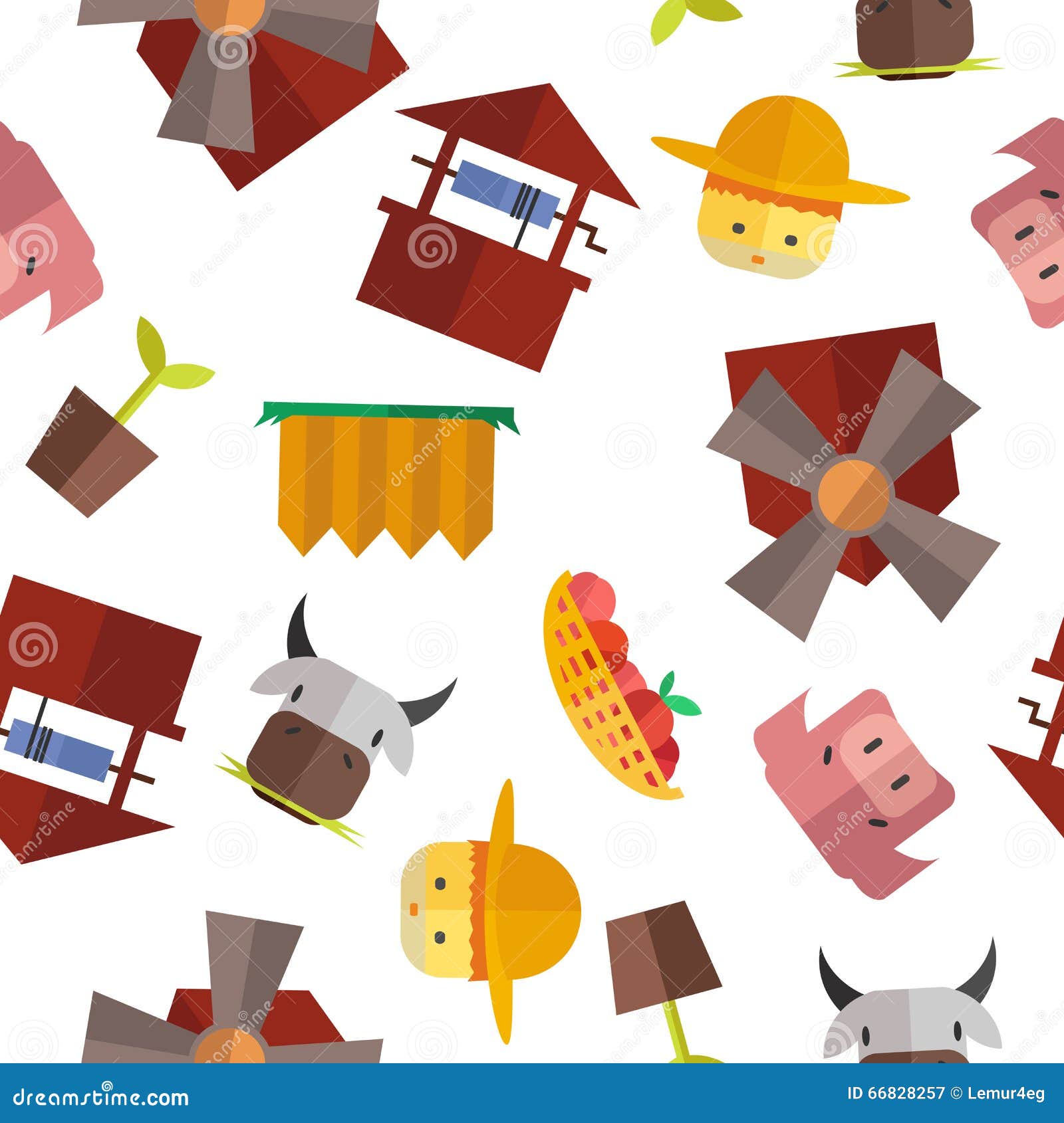 Seamless farm pattern stock vector. Illustration of symbol - 66828257
