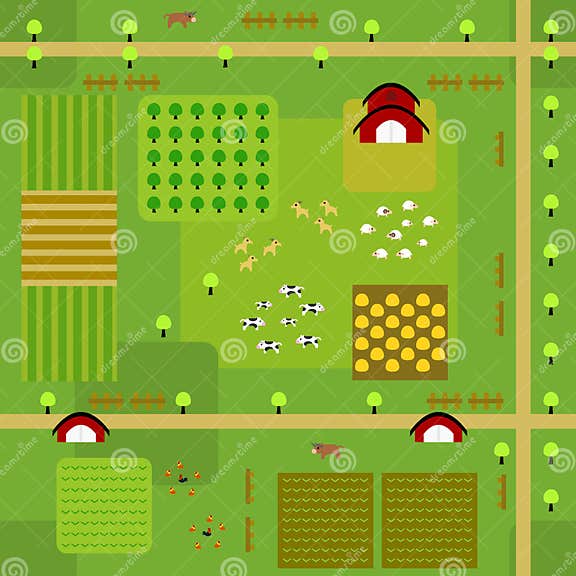 Flat Farmland Map Pattern Variant a Stock Vector - Illustration of farm ...
