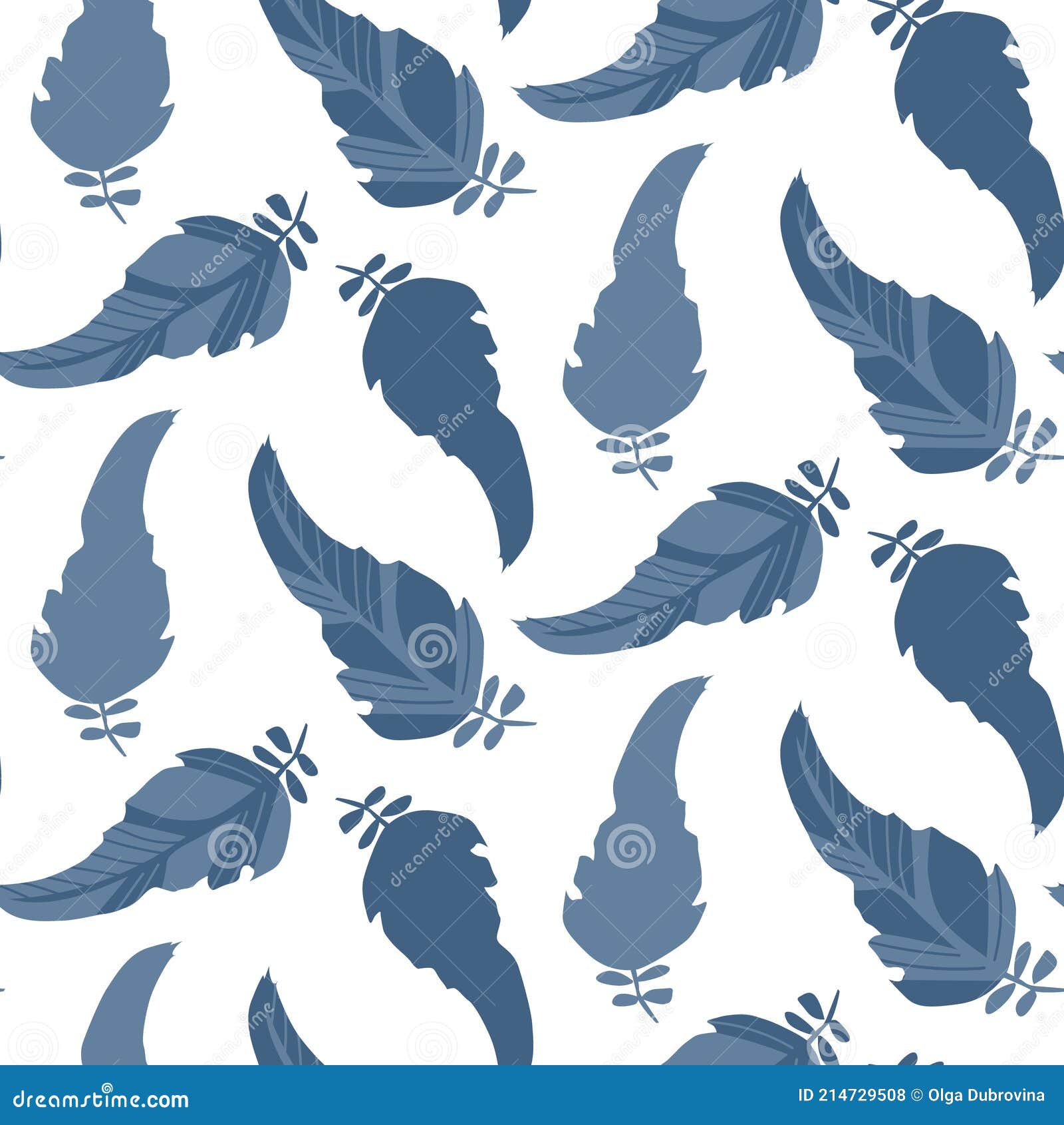 Seamless Feather Pattern. Elements of a Linear Hand Drawn Design ...