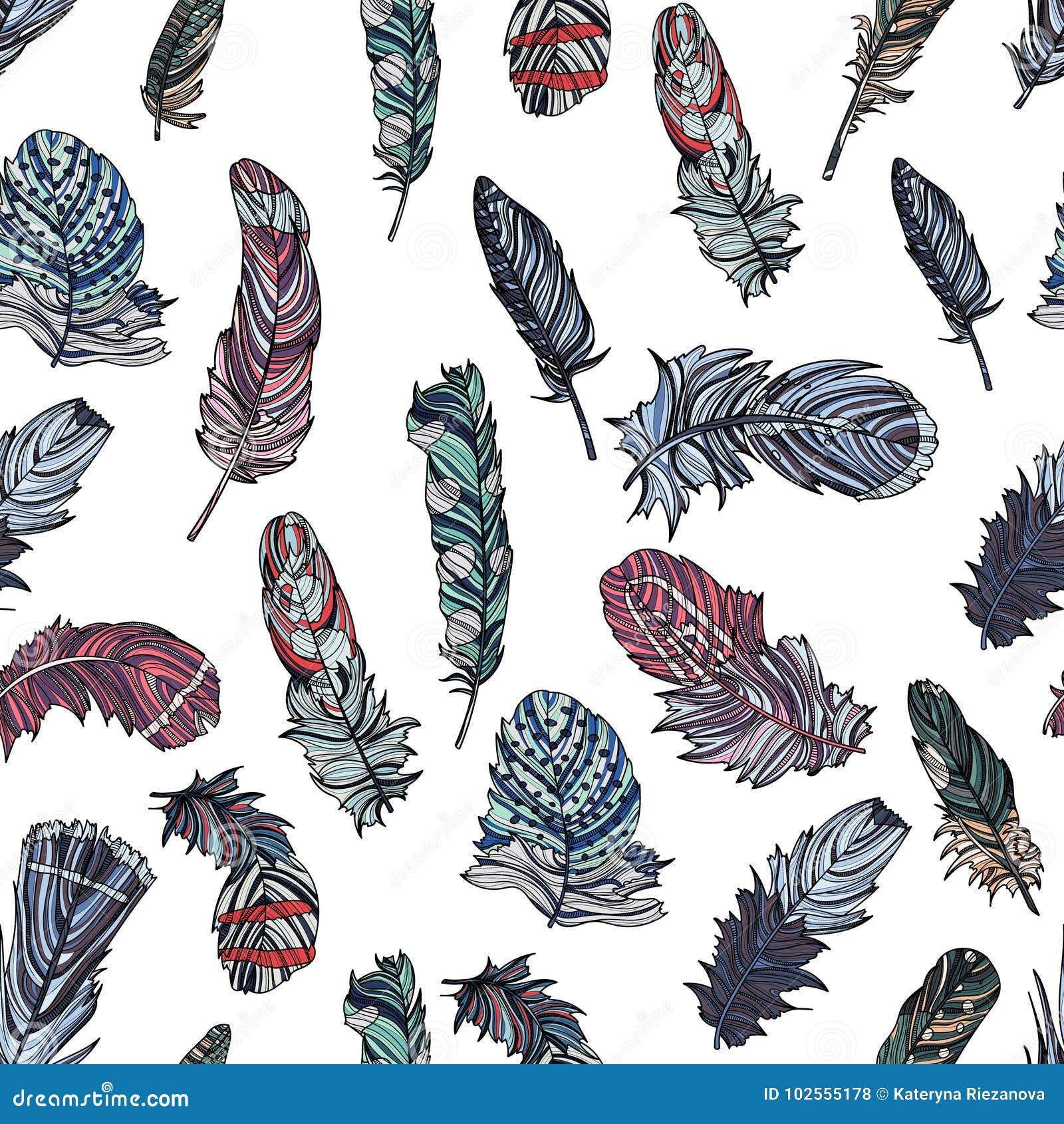 Seamless feather pattern. stock vector. Illustration of decoration ...