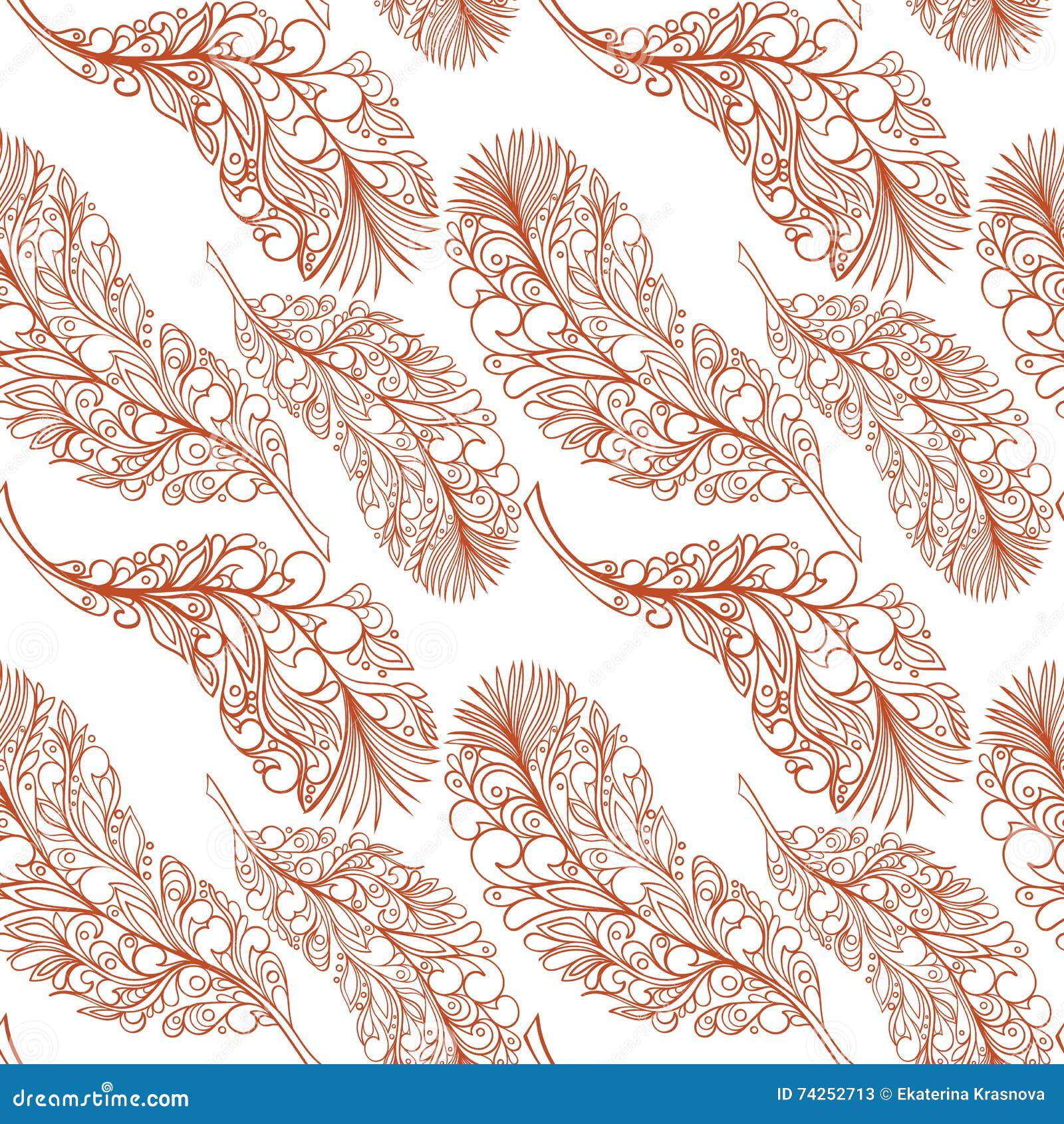 Seamless feather pattern stock vector. Illustration of bird - 74252713