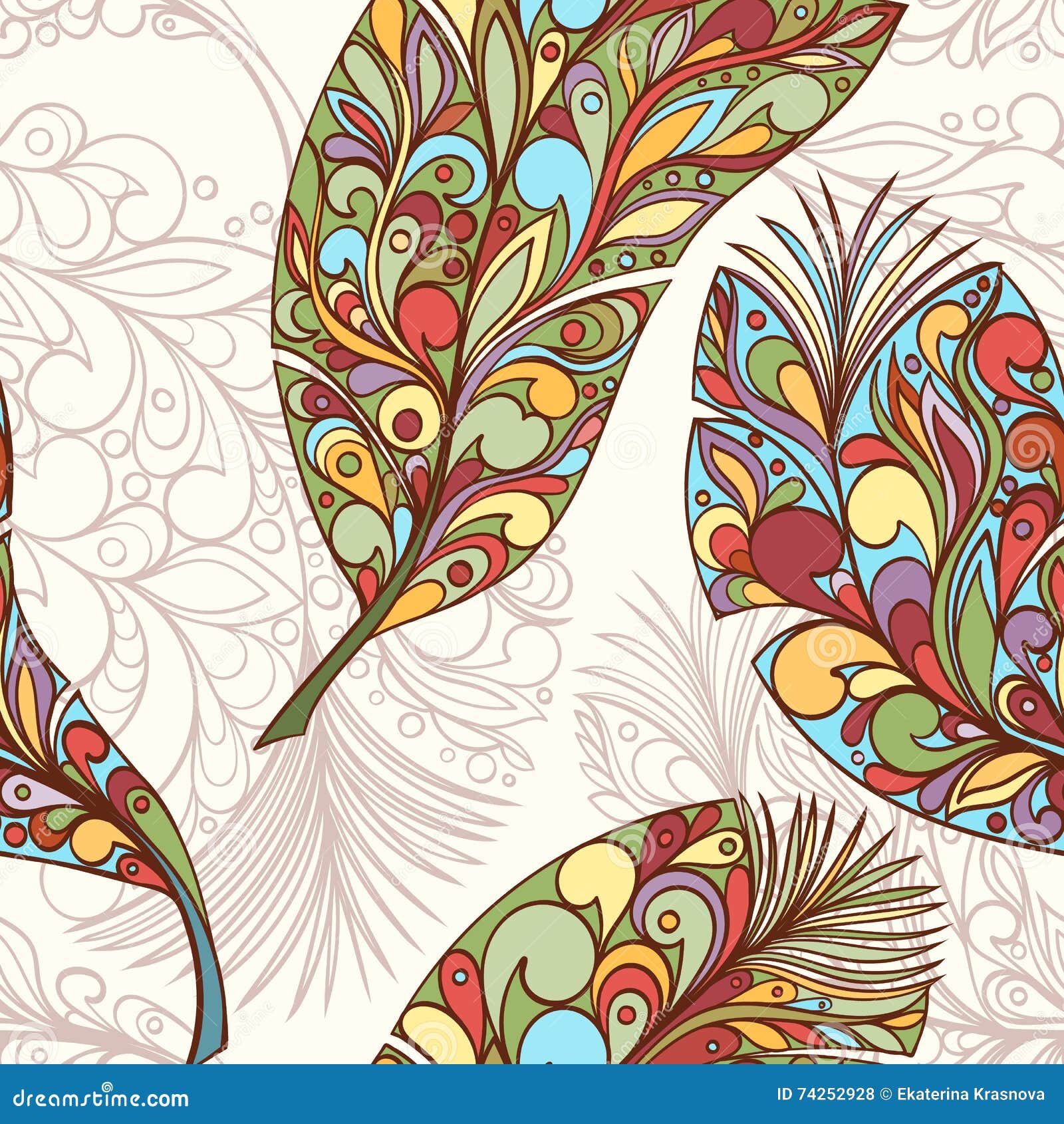 Seamless feather pattern stock vector. Illustration of feathering ...