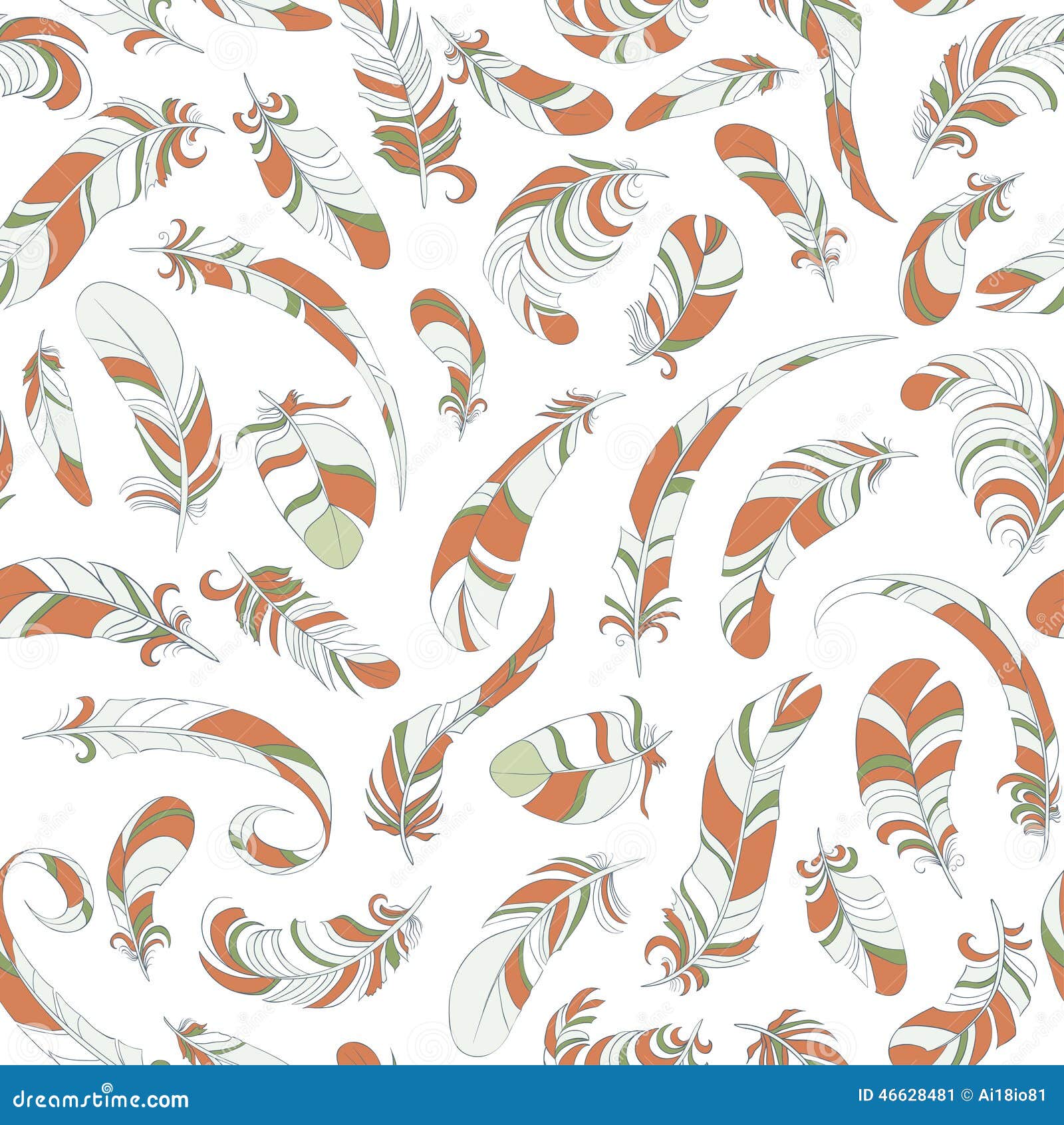 Seamless feather pattern stock vector. Illustration of sketch - 46628481