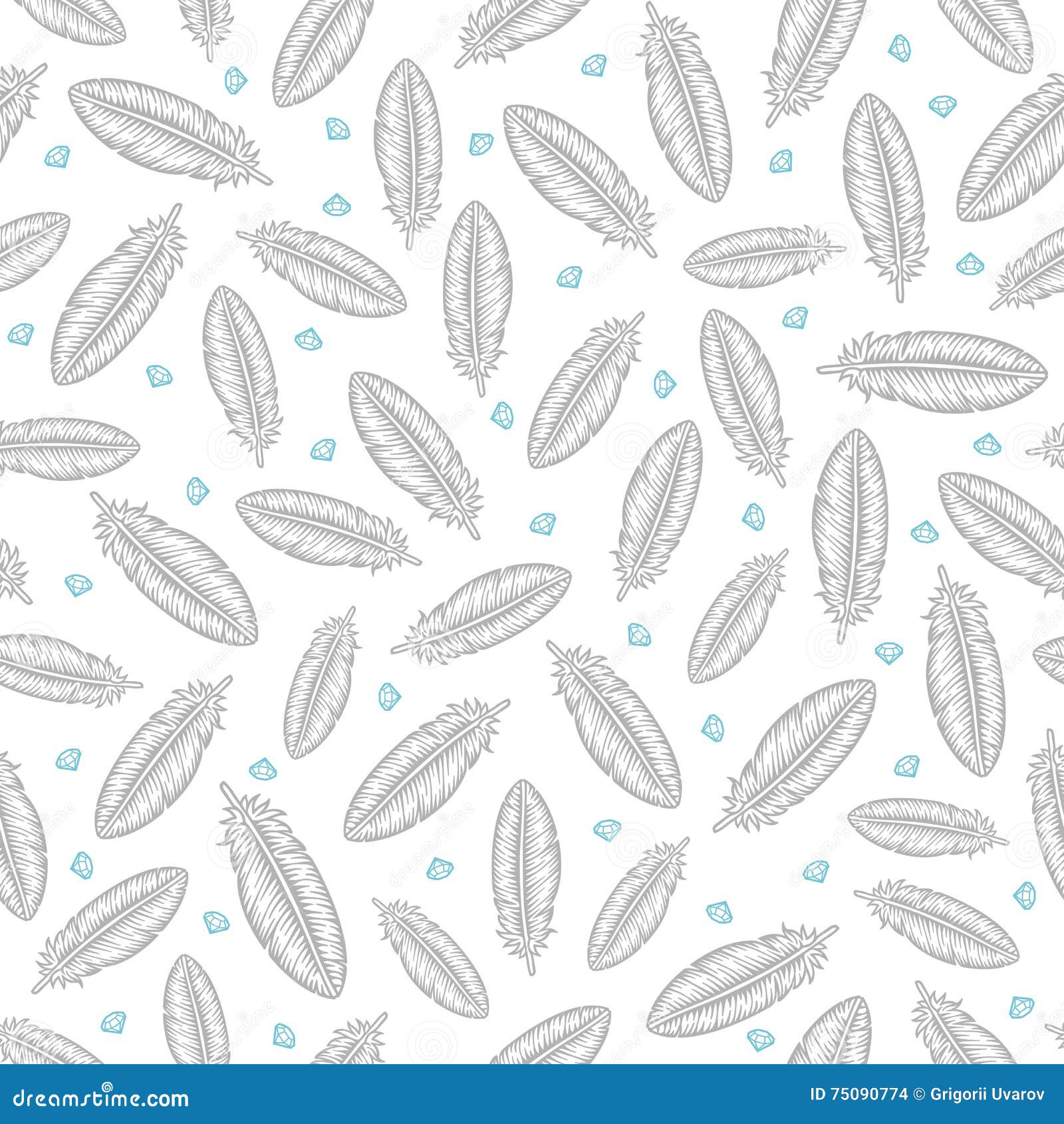 Seamless feather pattern stock vector. Illustration of seamless - 75090774