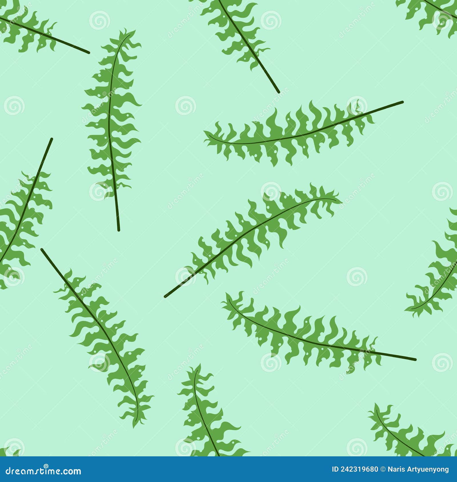 Seamless Fern Background Cartoon Vector | CartoonDealer.com #31337477
