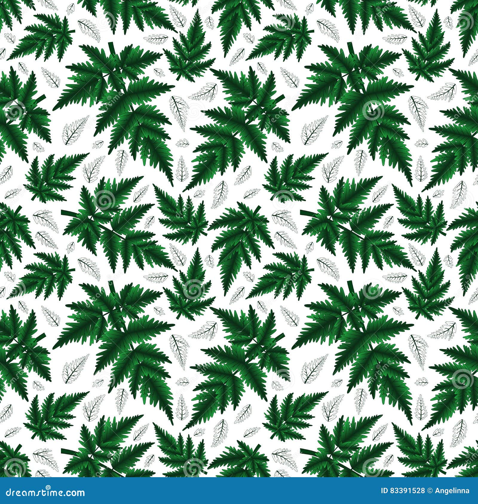 Seamless fern pattern stock vector. Illustration of decorative - 83391528