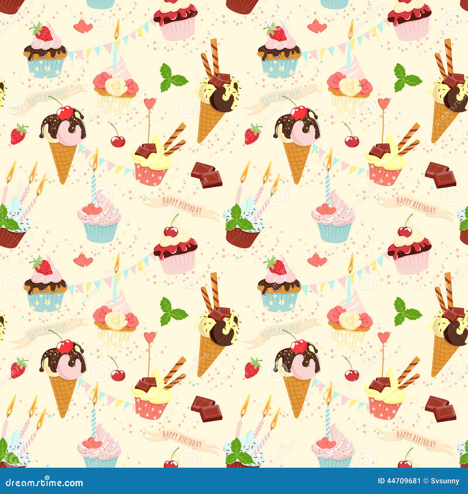 Ice Cream Pattern In Swatches Cartoon Vector | CartoonDealer.com #54310829