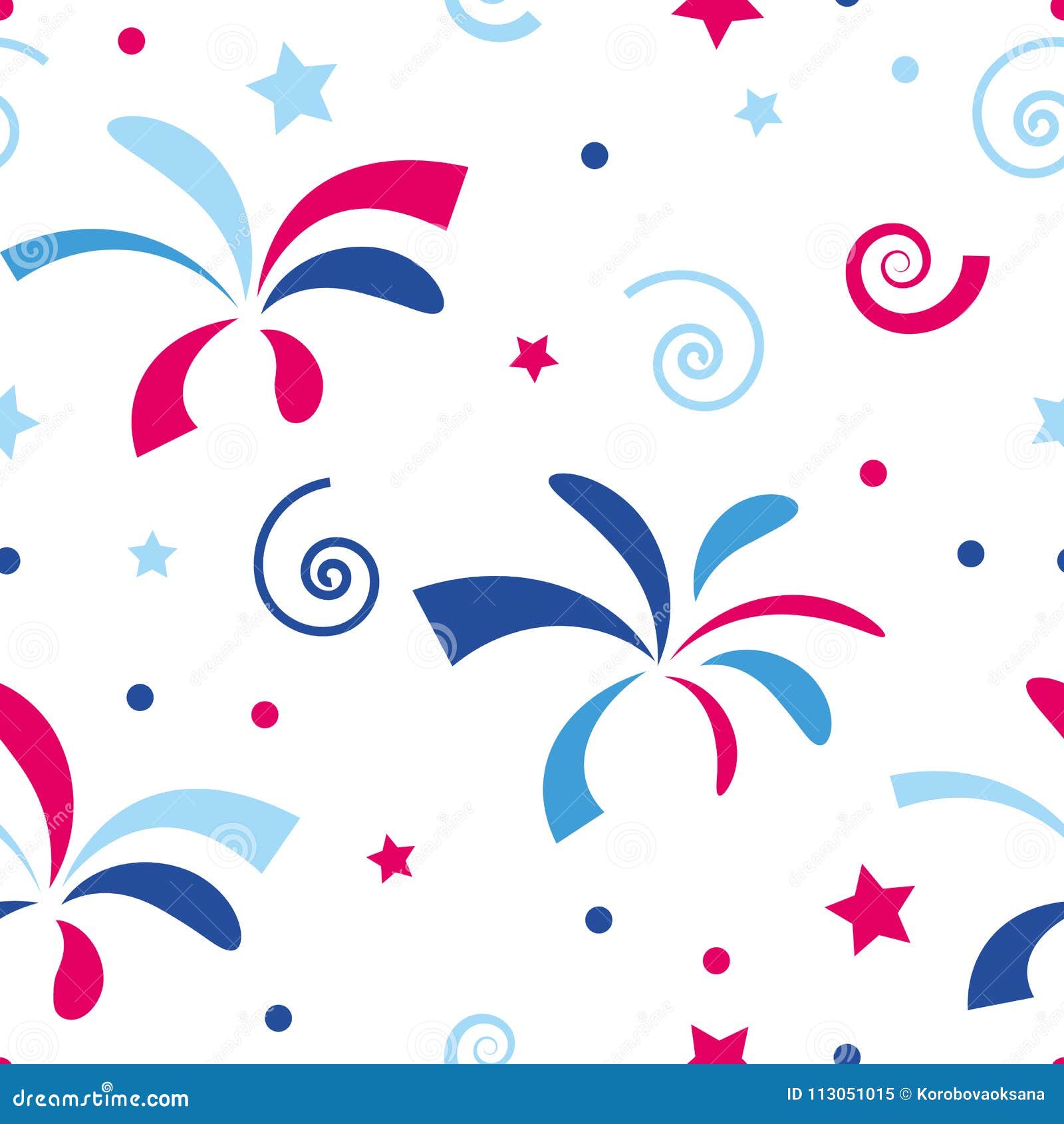 Seamless Festive Colored Firework Pattern and Stars Stock Illustration ...