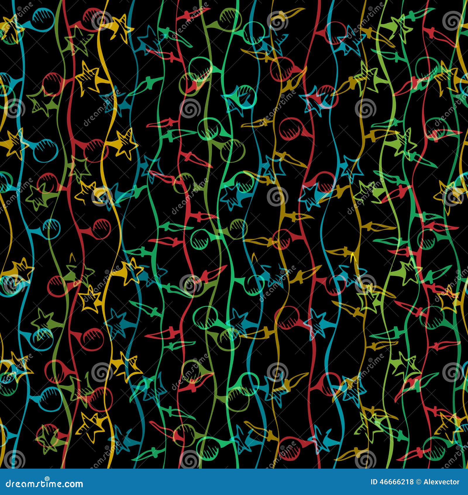 Seamless festive pattern. stock vector. Illustration of drawn - 46666218