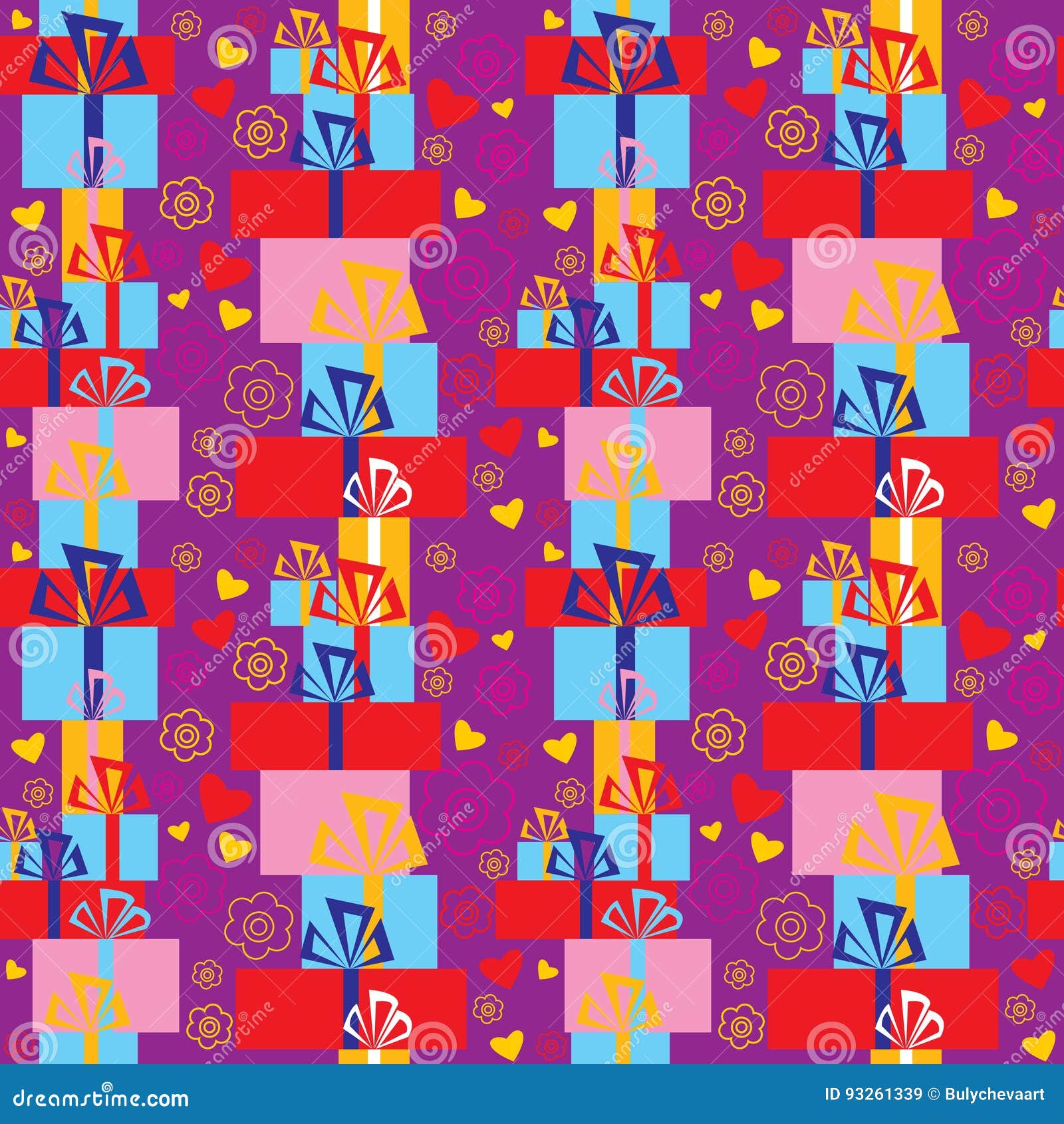 Seamless Festive Pattern with Gifts and Flowers Stock Vector ...