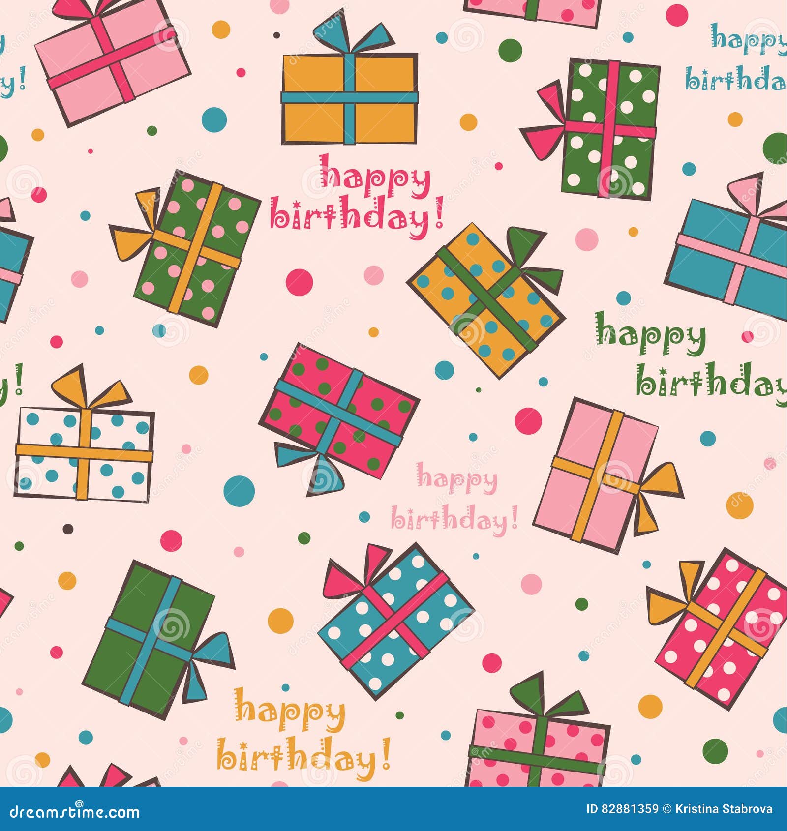 Seamless Festive Pattern with Gifts. Happy Birthday Vector Illus Stock ...
