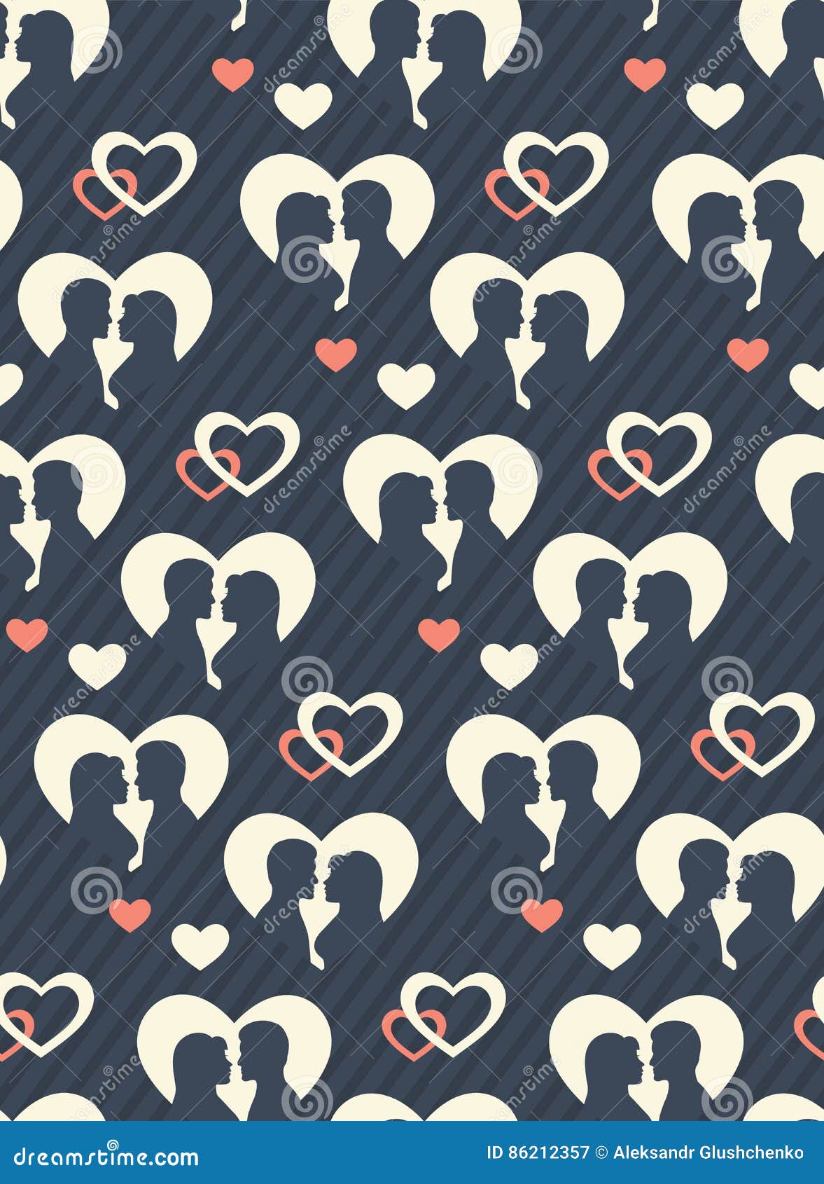 Seamless Festive Pattern with Love Couple and Hearts Stock Vector ...