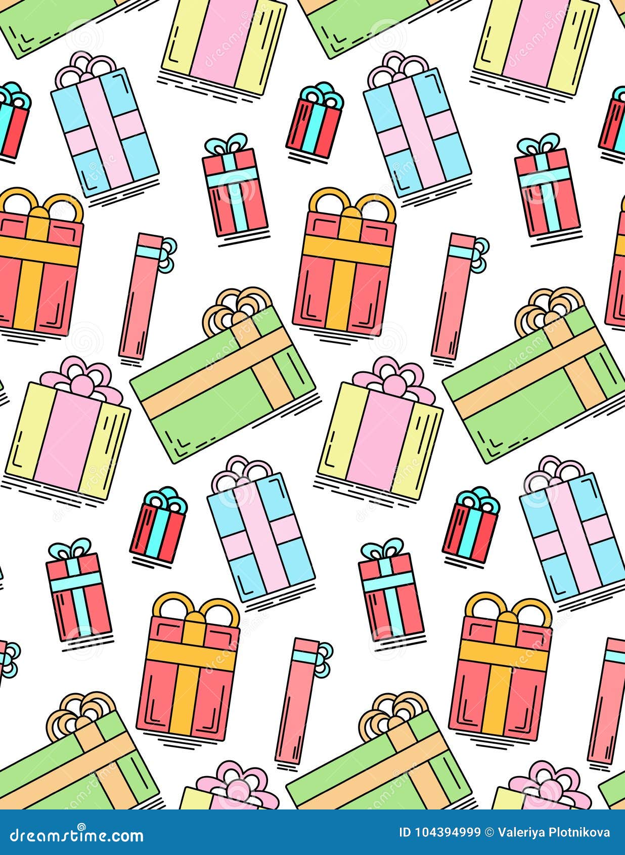 Seamless Festive Texture with Linear Gift Boxes on a White Background ...