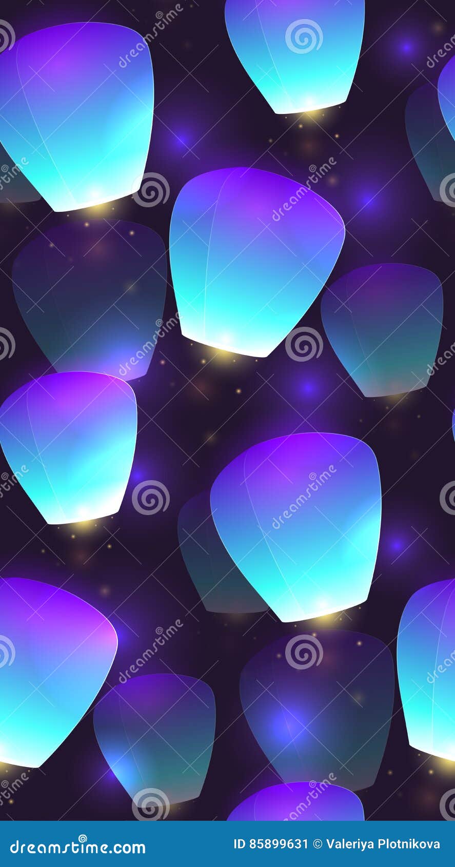 Seamless Festive Texture Sky Lanterns and Sparks. Stock Vector ...