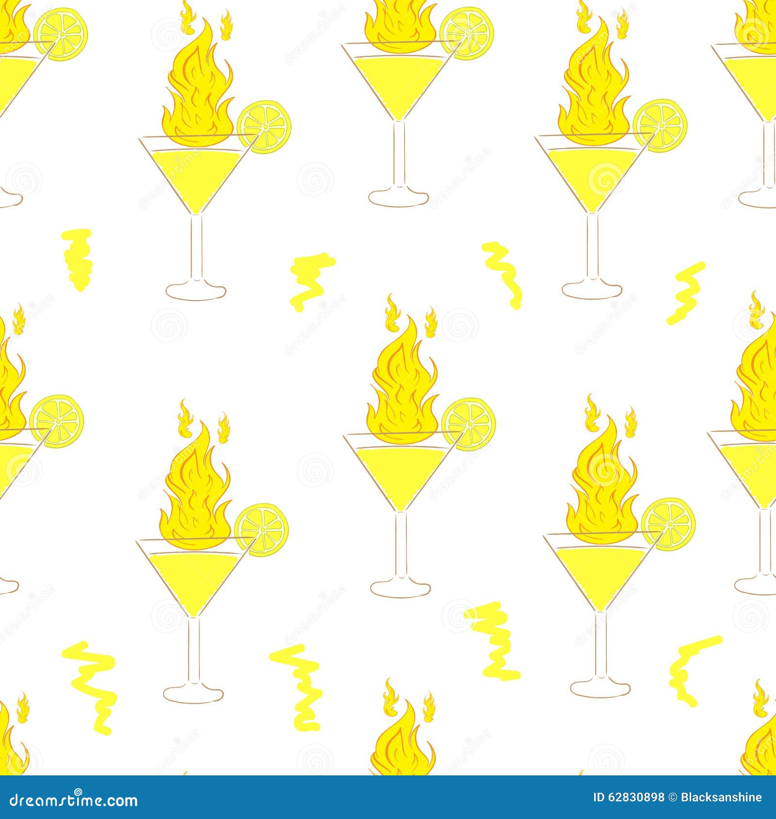 Seamless fiery cocktails stock vector. Illustration of fireball - 62830898