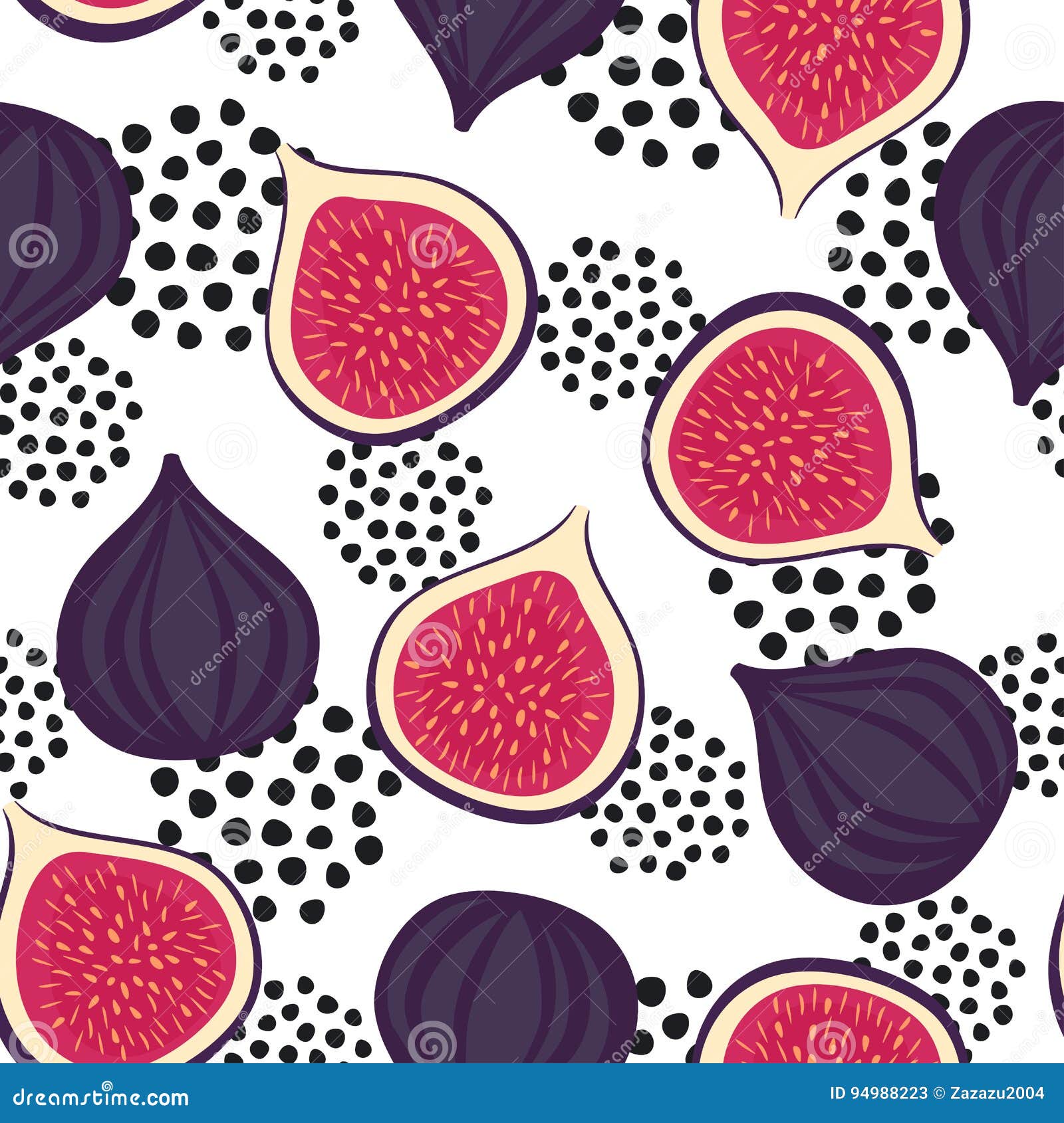 Seamless Figs Pattern. Pink Background, Ripe Figs. The Print Is Well ...