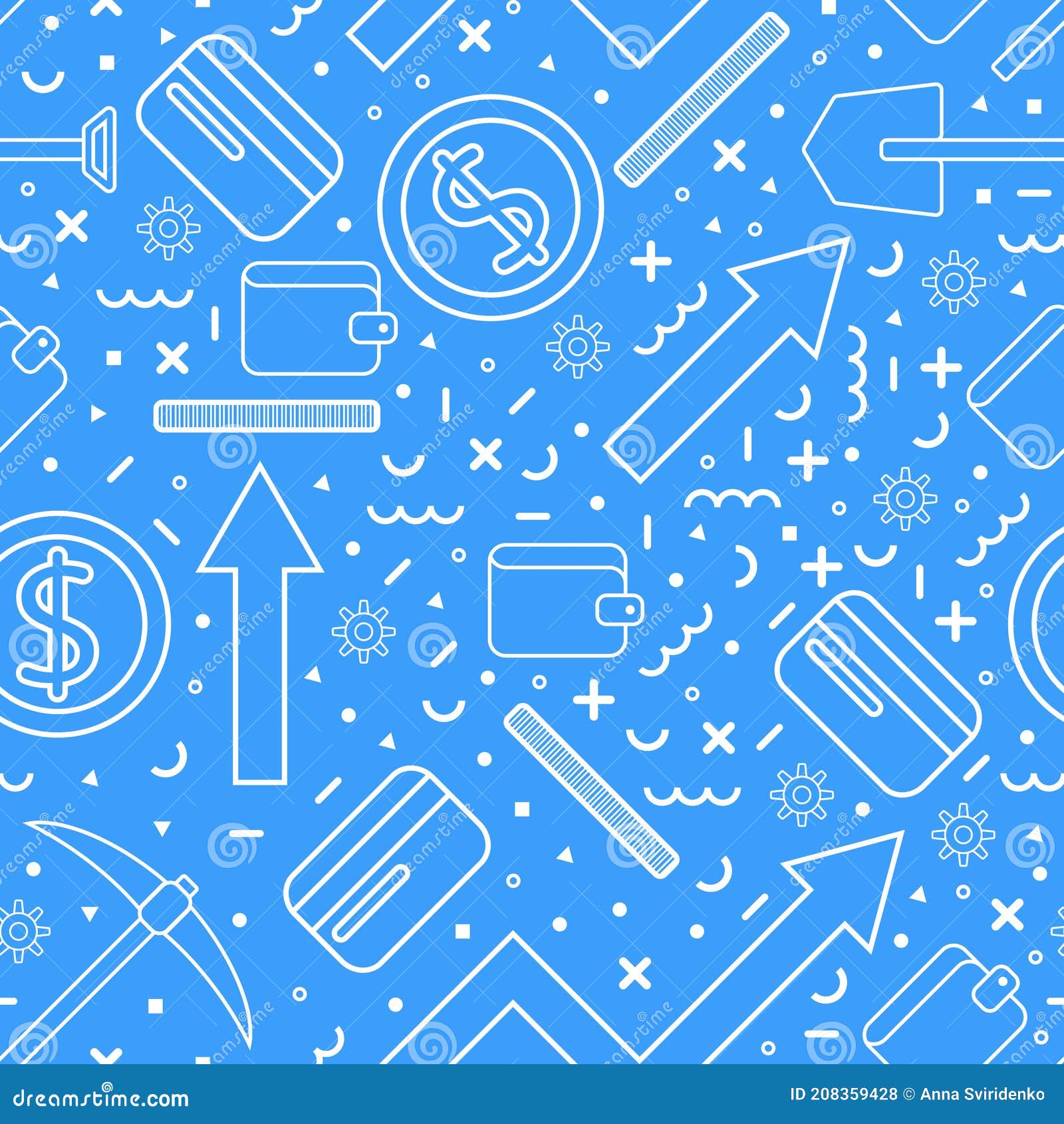 Seamless Finance Money Blue Pattern Stock Illustration - Illustration ...