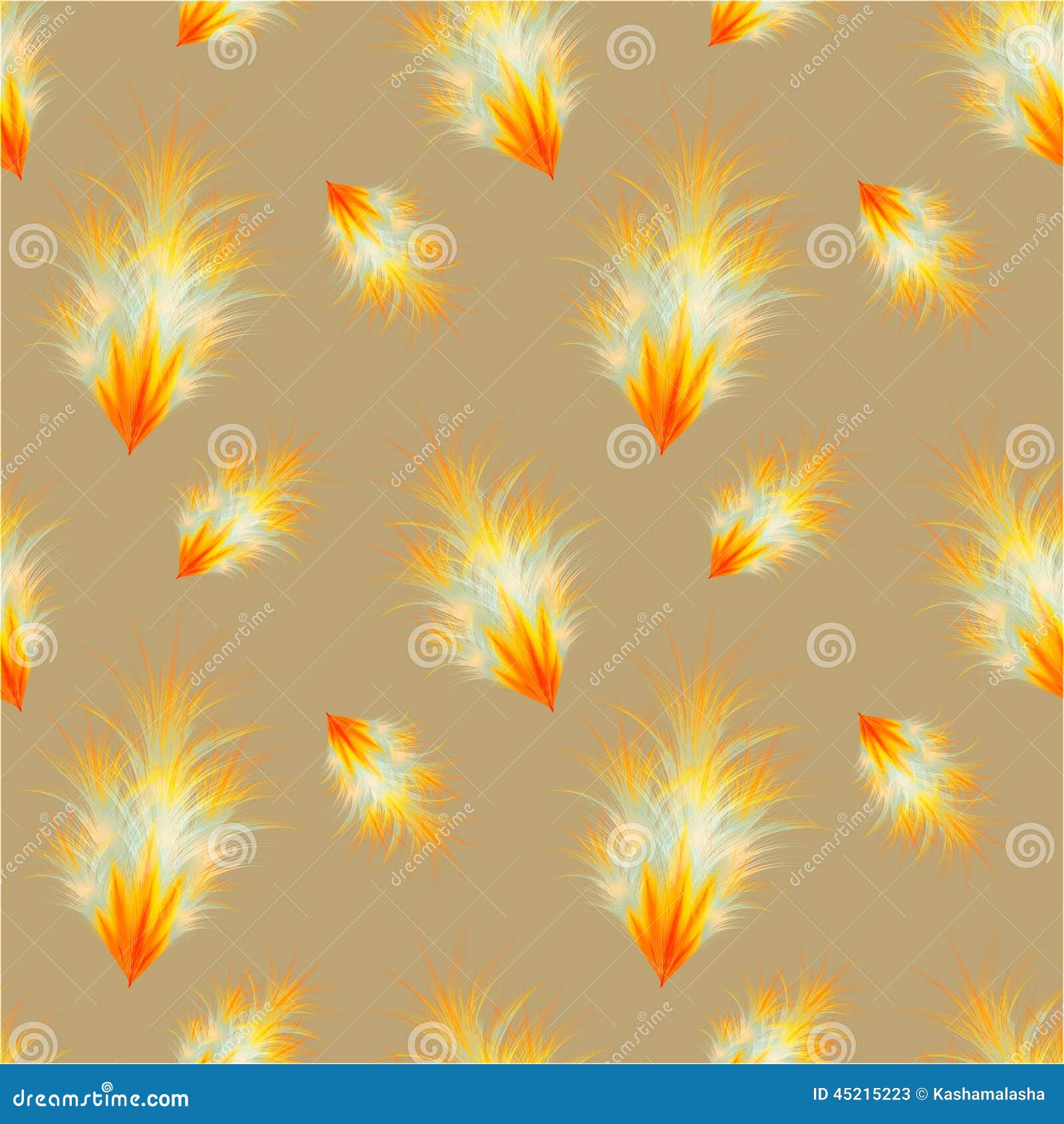 Seamless Fire Bird Feather Pattern Stock Illustration - Illustration of ...