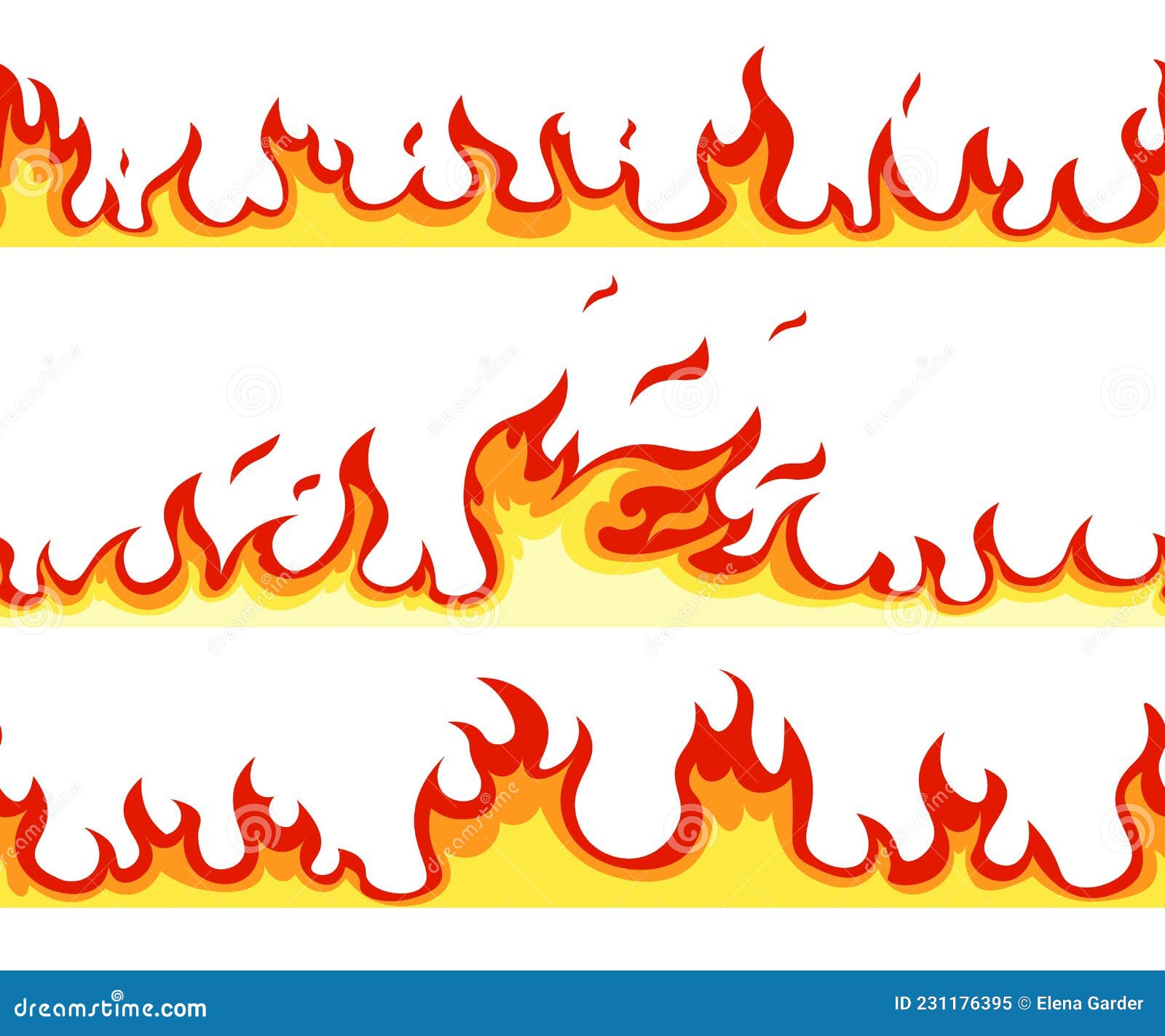 Seamless Fire Flame. Cartoon Orange Bonfire Effect Stock Vector ...