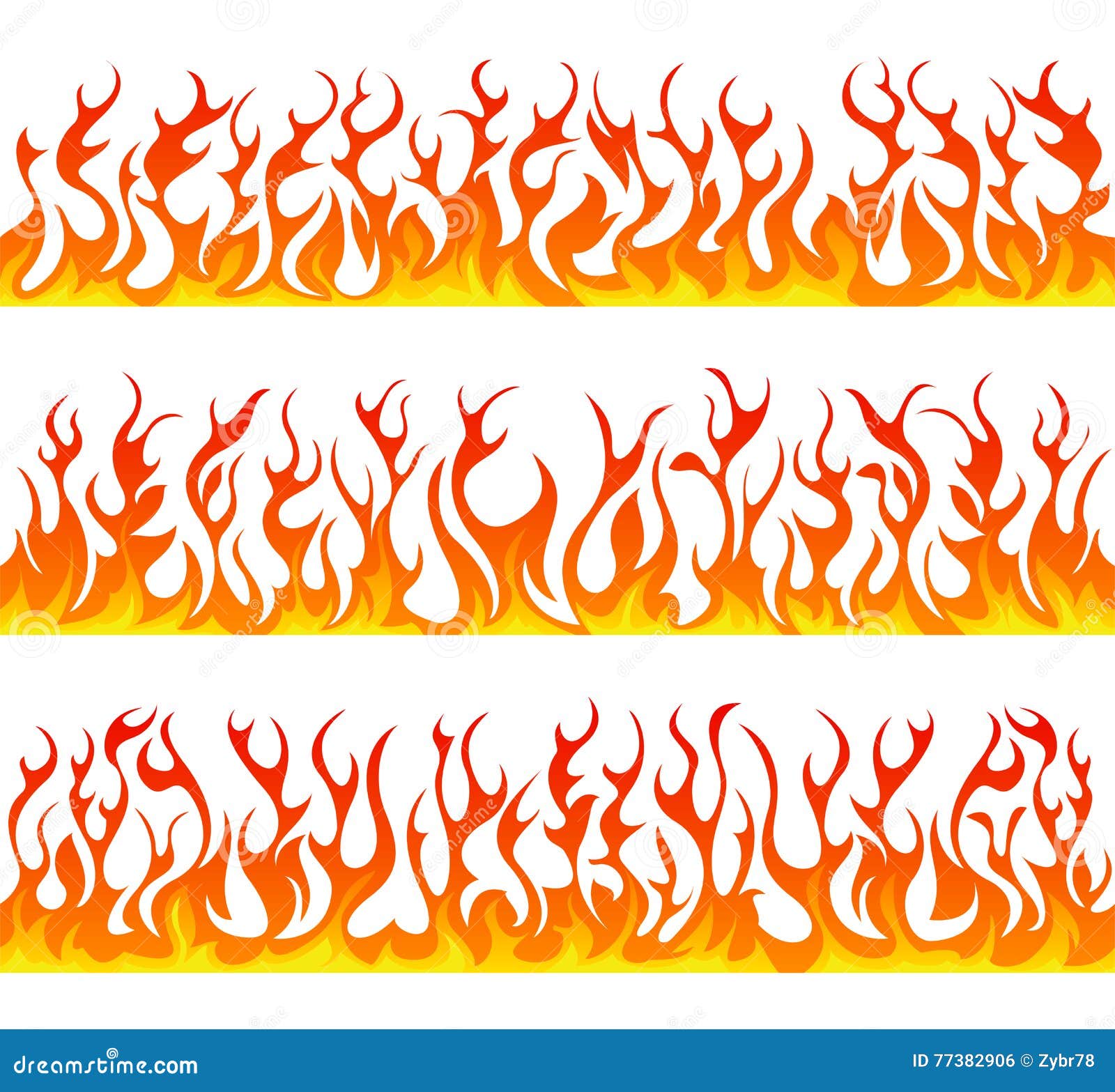 Seamless Fire Flames Line Vector Set Stock Vector - Illustration of ...