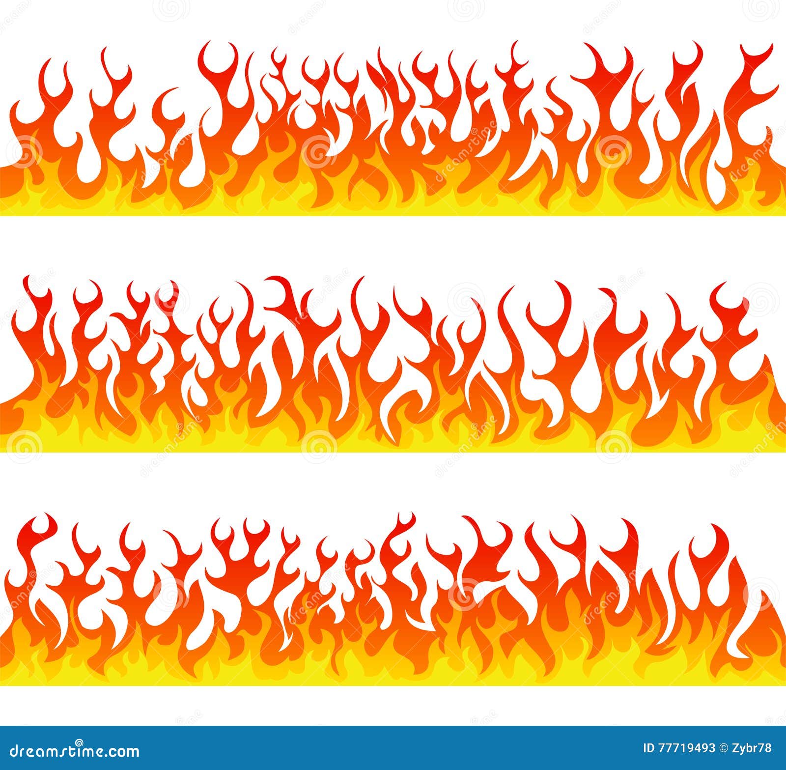 Seamless Fire Flames Line Vector Set Stock Vector - Illustration of ...