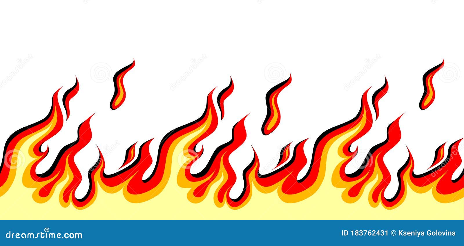 Seamless Fire Flame. Fires Flaming Pattern, Flammable Line Blaze Hot ...