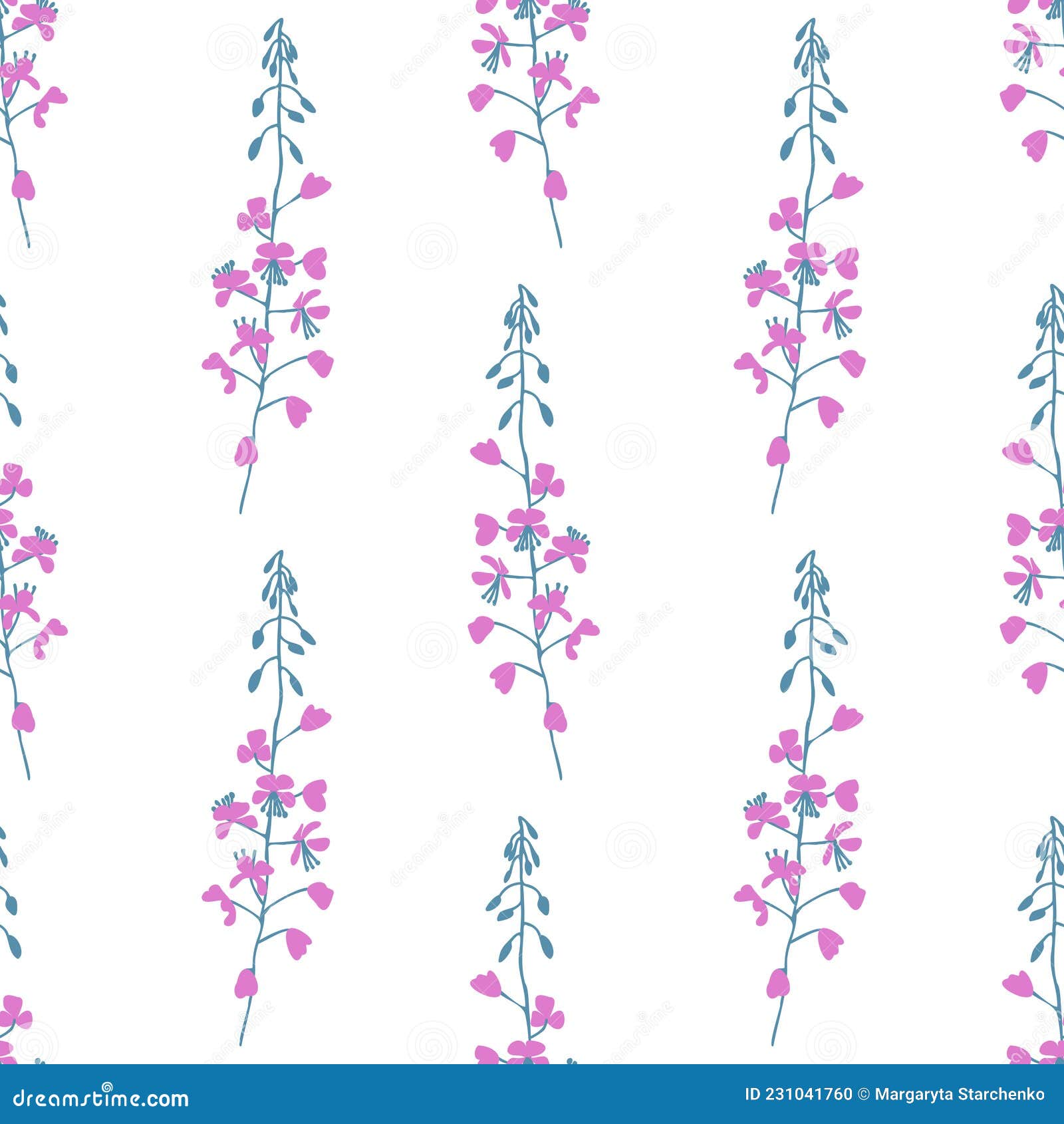 Seamless fireweed pattern stock vector. Illustration of garden - 231041760