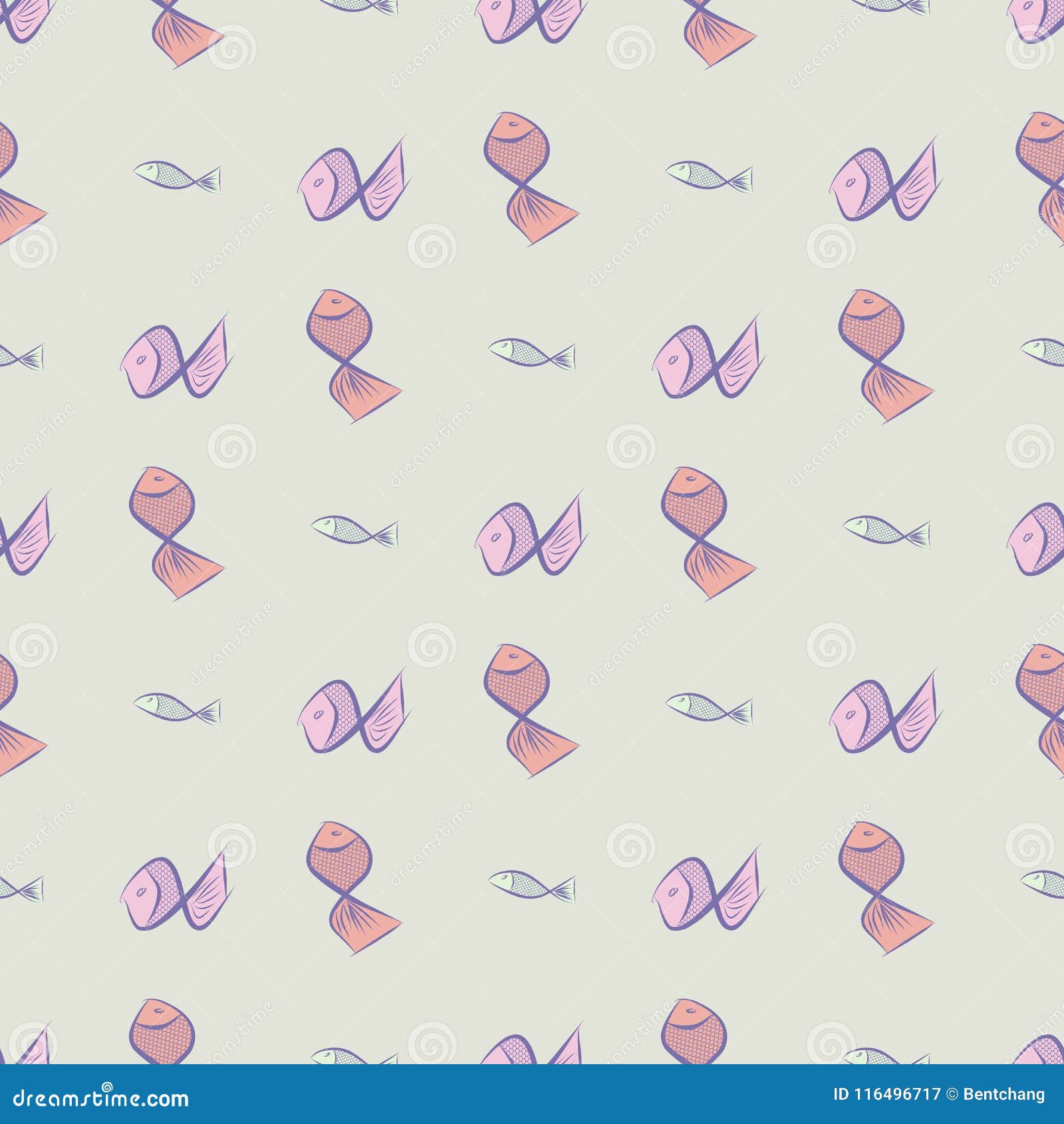 Seamless Fish Illustrations Background Abstract, Hand Drawn. Repeat ...