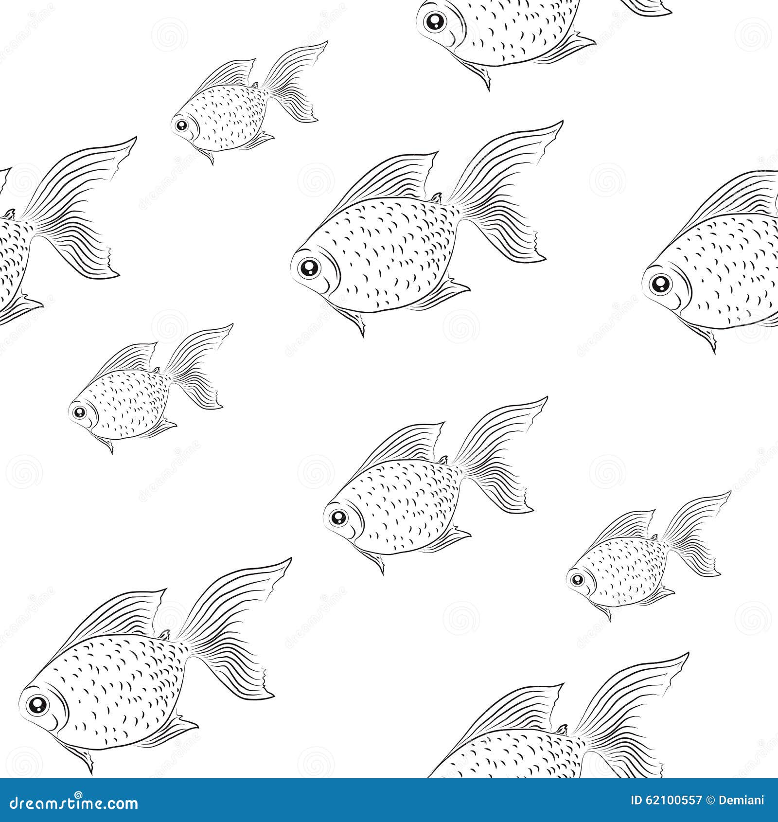 Seamless with Fish. Monochrome Stock Vector - Illustration of ...