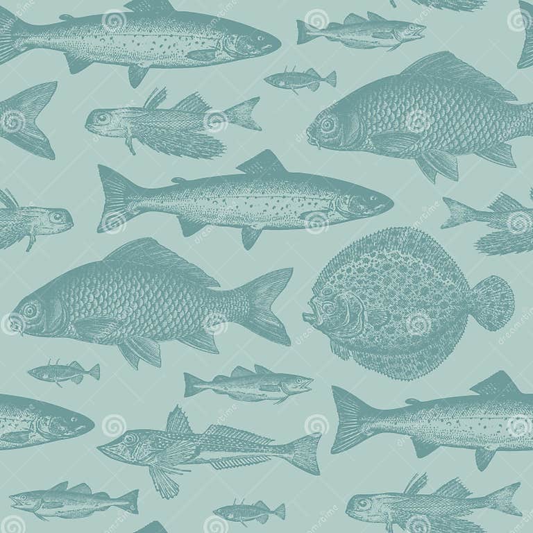 Seamless fish pattern stock vector. Illustration of decorative - 14402334