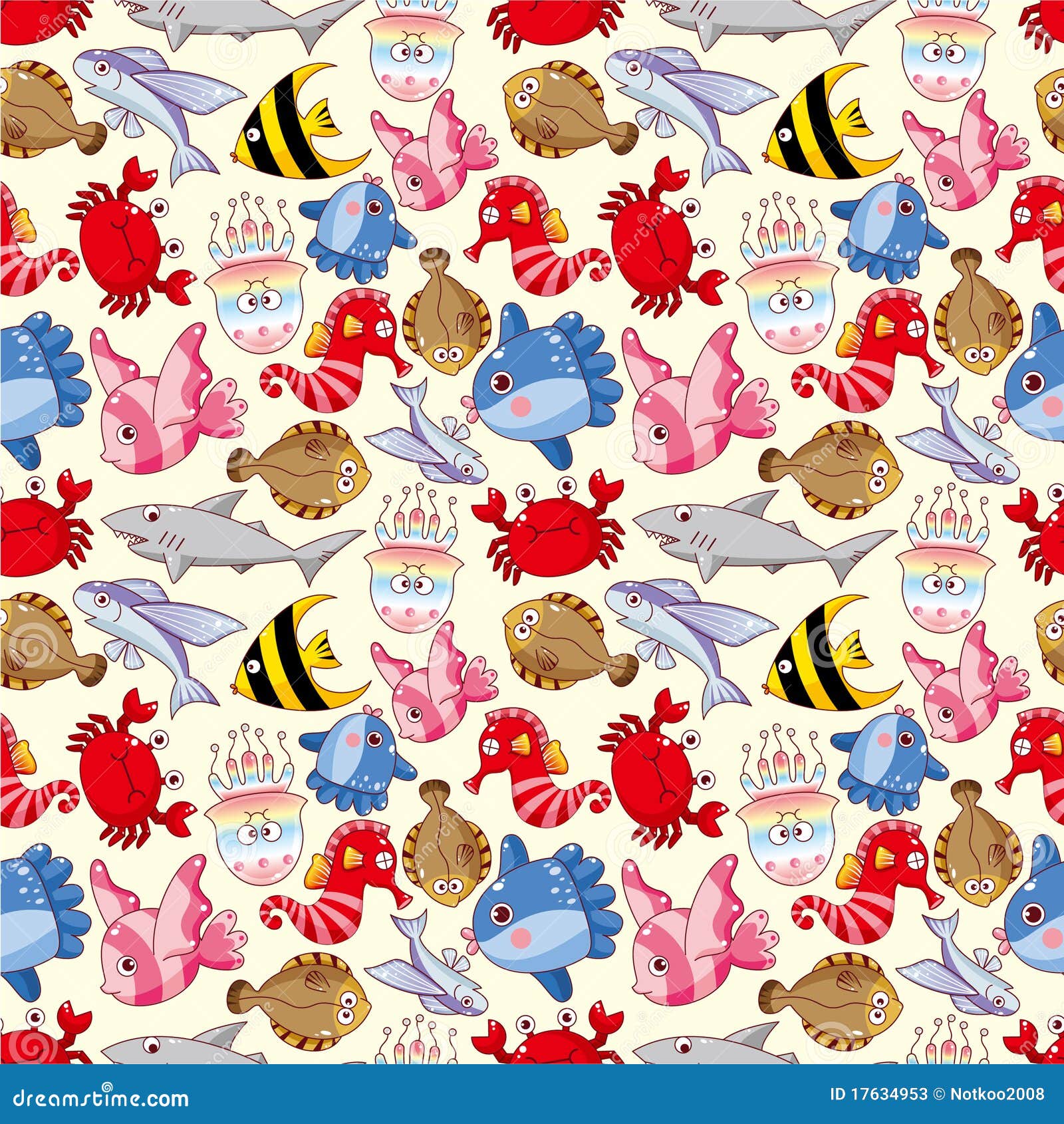 Seamless fish pattern stock vector. Illustration of seahorse - 17634953